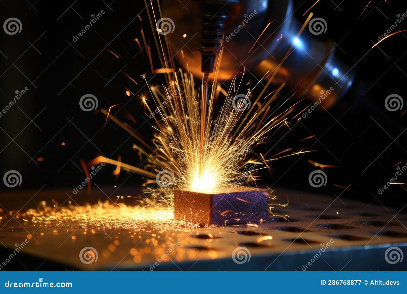 Sparks Flying from Welding Torch on Metal Surface Stock Image - Image ...