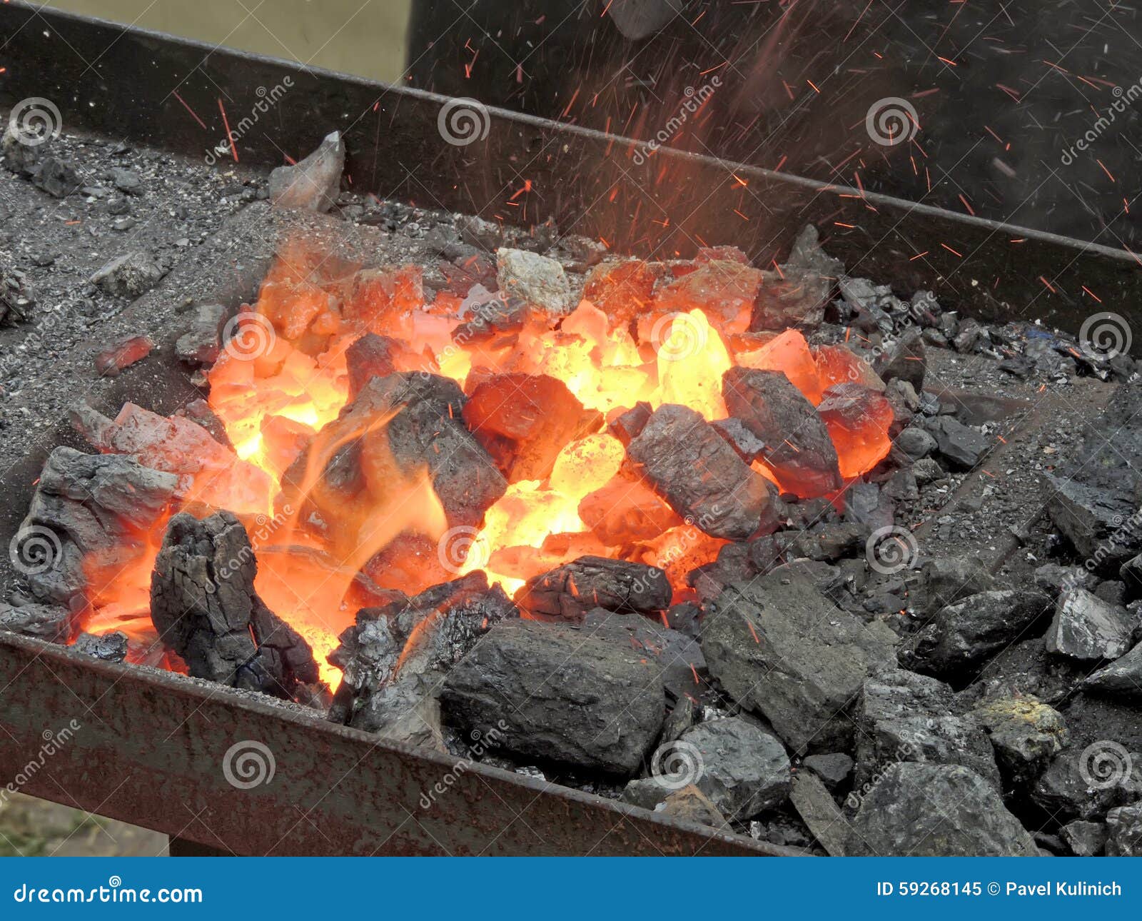Sparks of forge fire stock image. Image of flame, light - 59268145