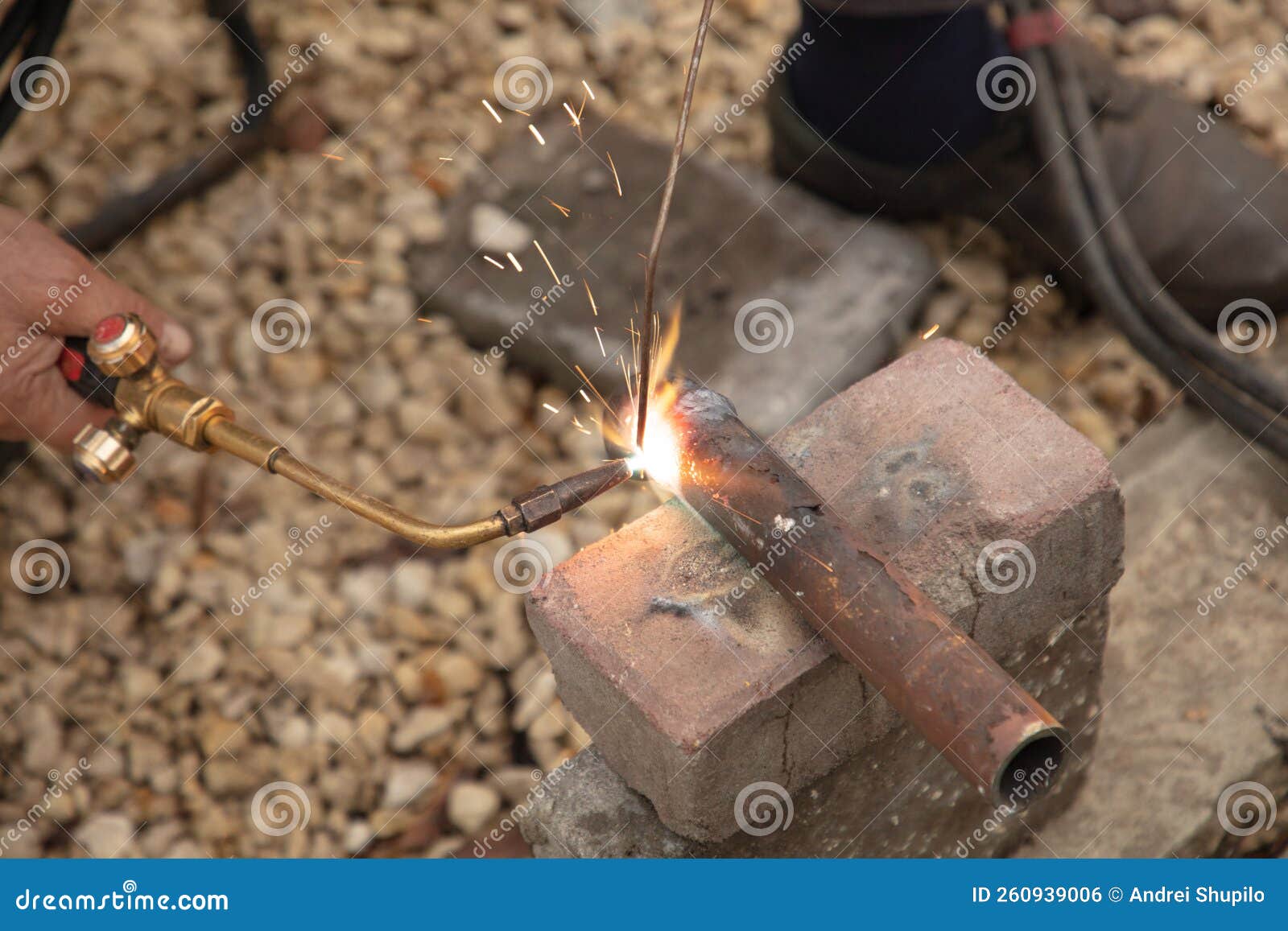 Sparks from Gas Welding on Metal. Stock Photo - Image of workshop ...