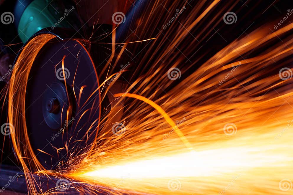 Sparks while grinding stock image. Image of flame, manufacturing - 26247969