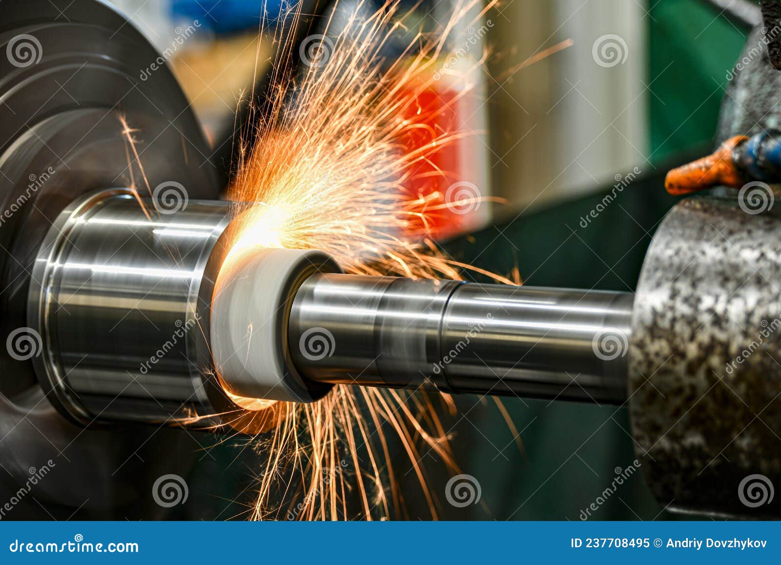 Sparks from the Grinding Wheel during Internal Grinding on a ...