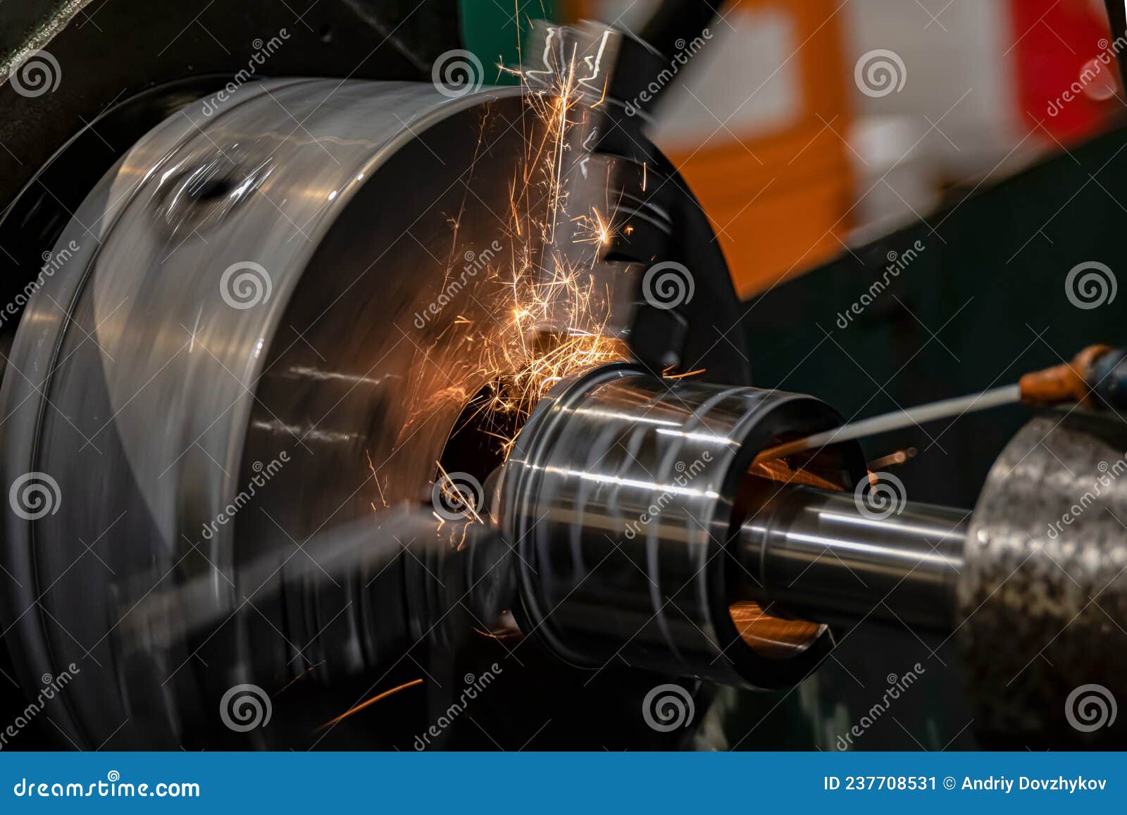 Sparks from the Grinding Wheel during Internal Grinding on a ...