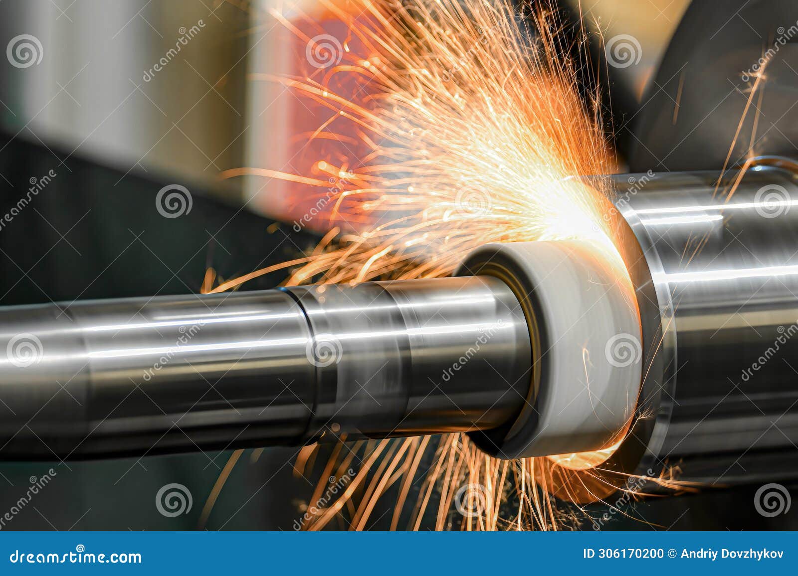 Sparks from the Grinding Wheel during Internal Grinding on a ...
