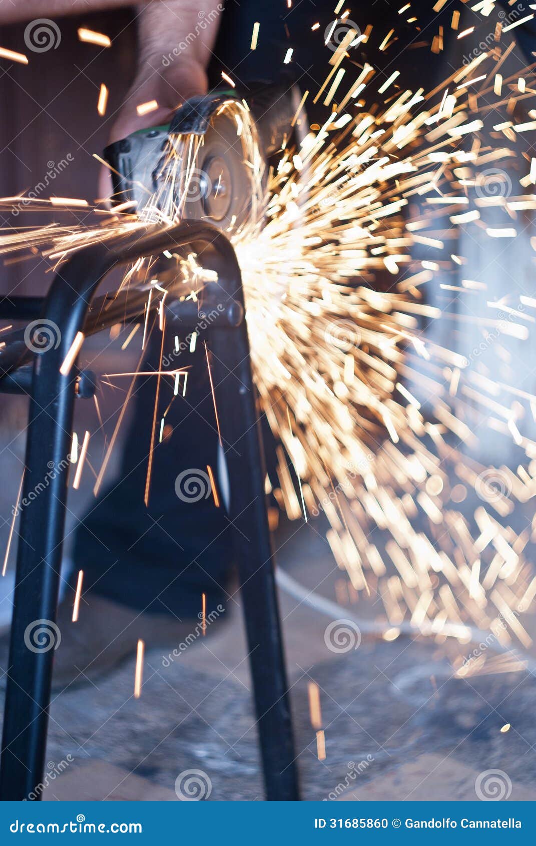 Sparks while grinding stock photo. Image of construction - 31685860