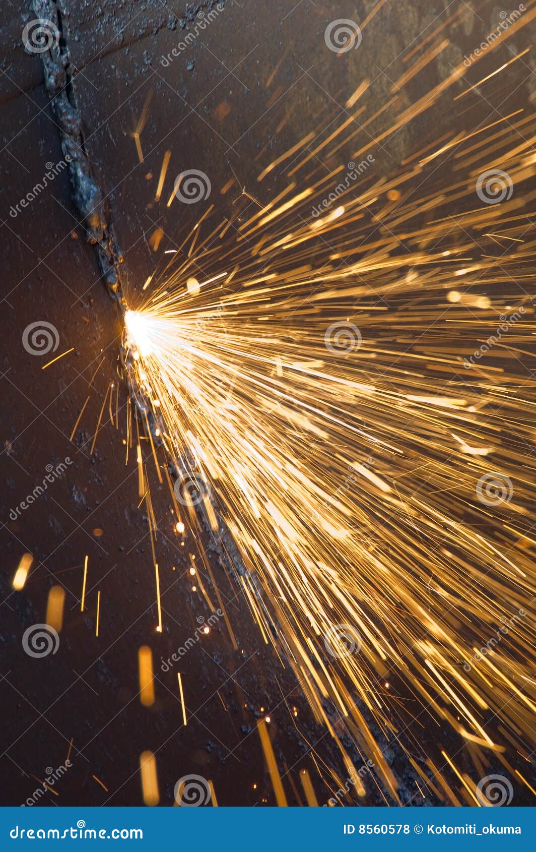 Sparks of the heated metal stock photo. Image of cutting - 8560578