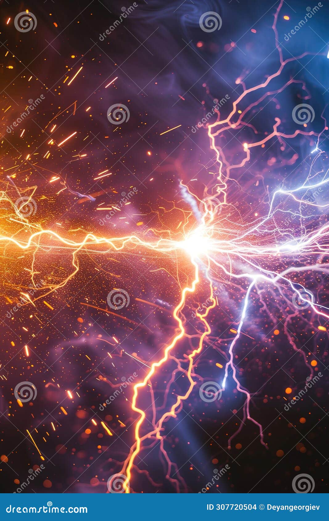 Sparks and Intense Light Erupt As Electrical Current Leaps Across a Gap ...