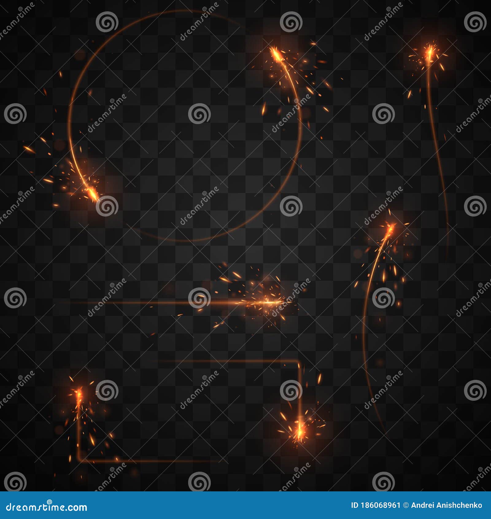 Sparks Lines Round and Frame Design Elements Stock Vector ...