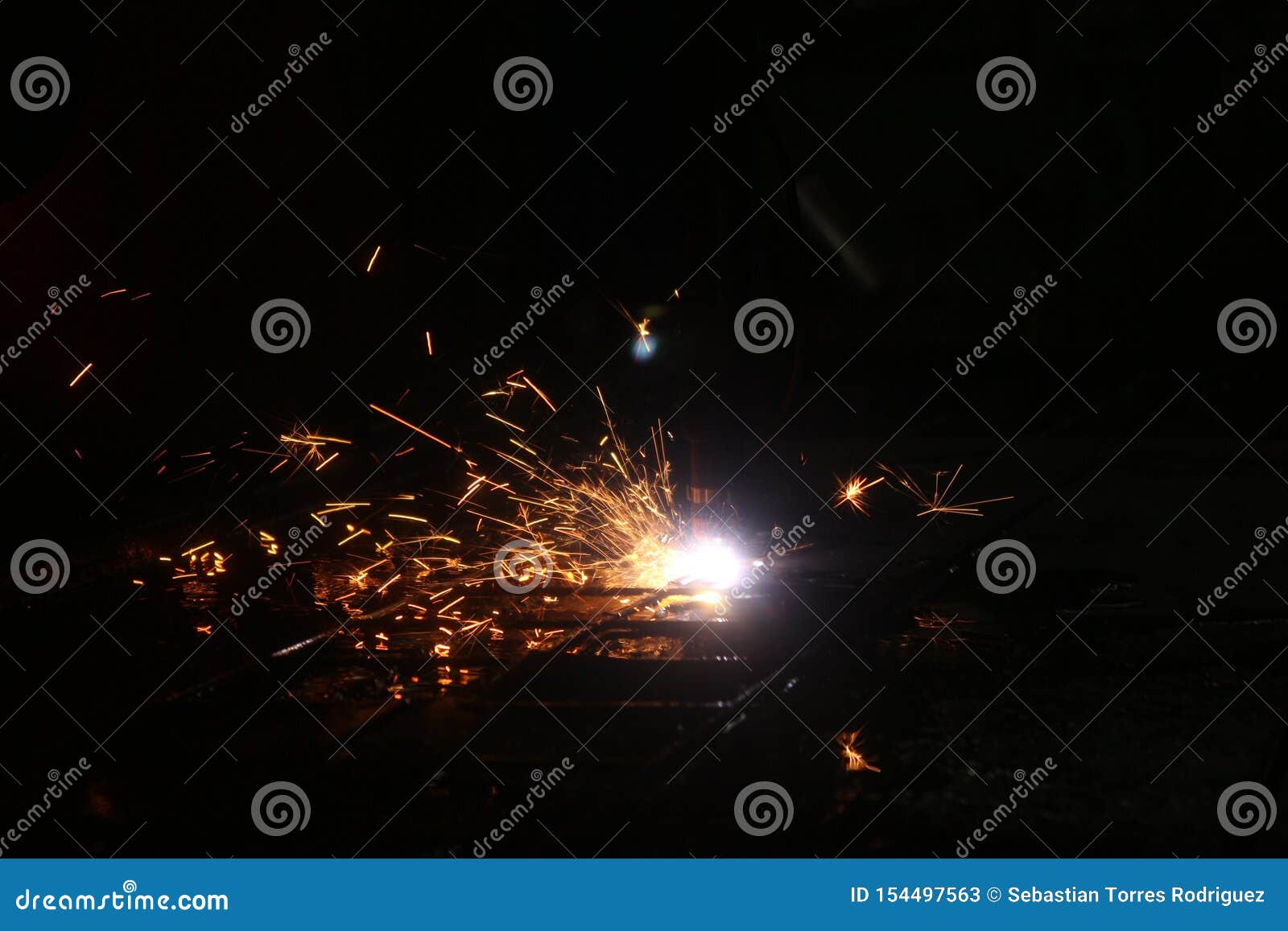 Sparks from a Metal Cutting Machine Stock Image - Image of metal ...