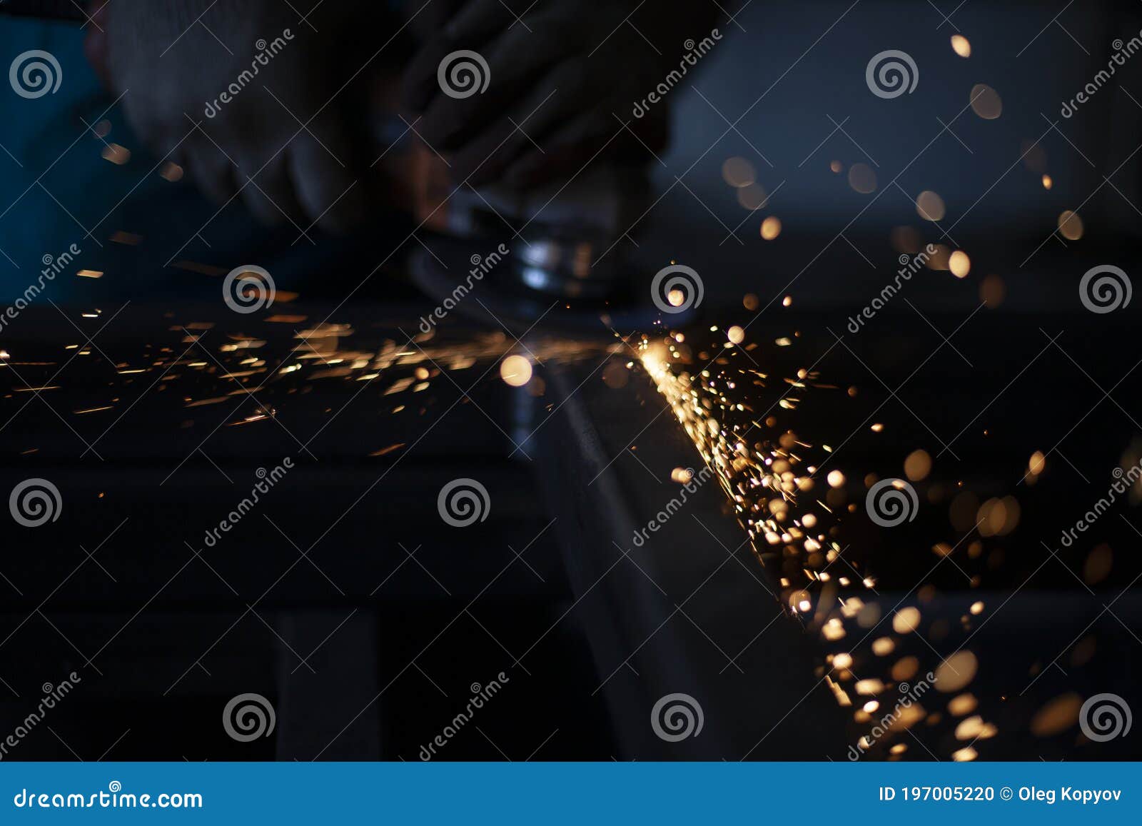 Sparks from Metal Processing. Work with a Grinder Stock Photo - Image ...