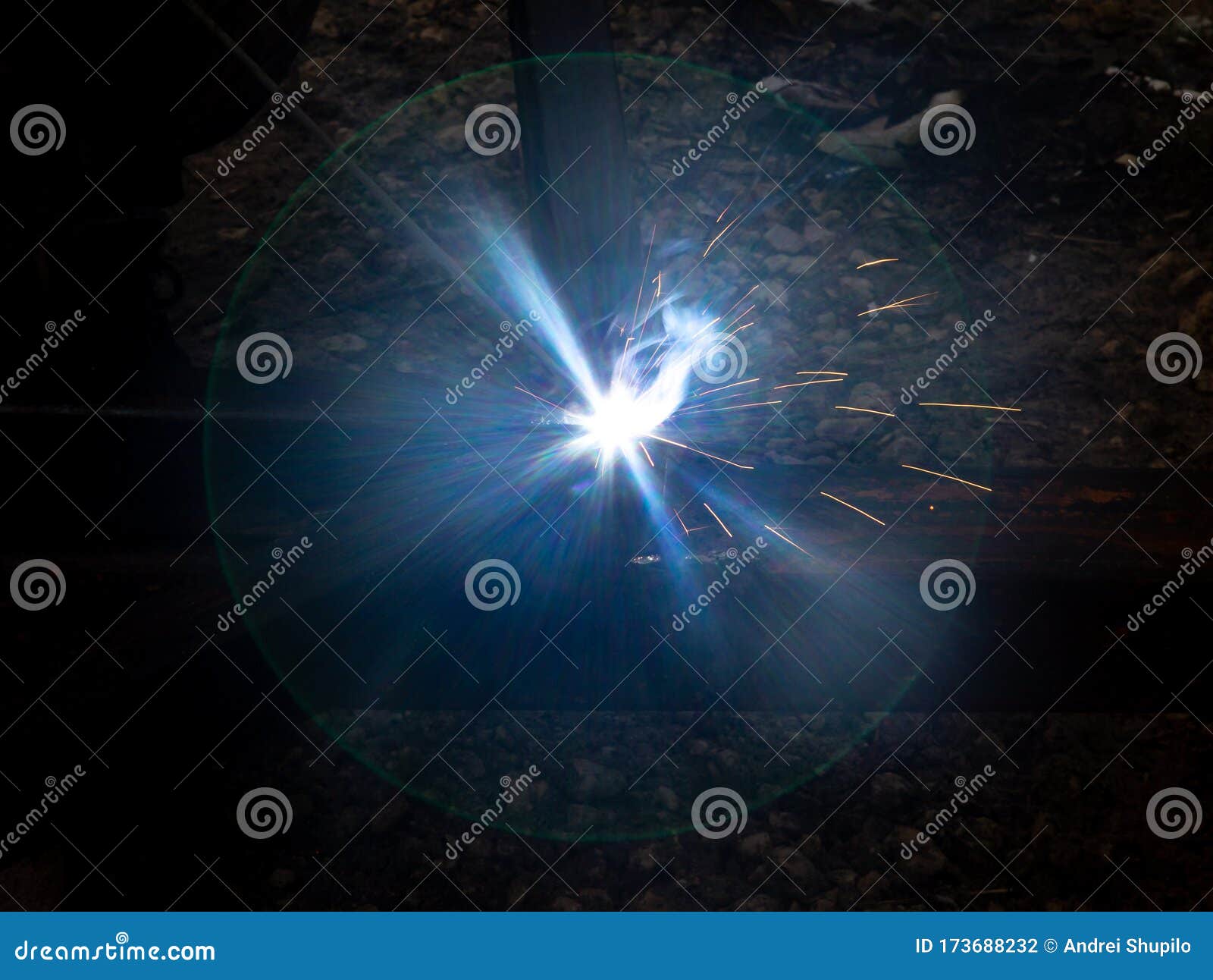 Sparks from Metal Welding at a Construction Site Stock Photo - Image of ...