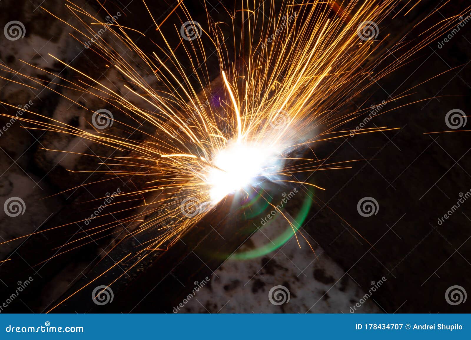 Sparks from Metal Welding at a Construction Site Stock Image - Image of ...