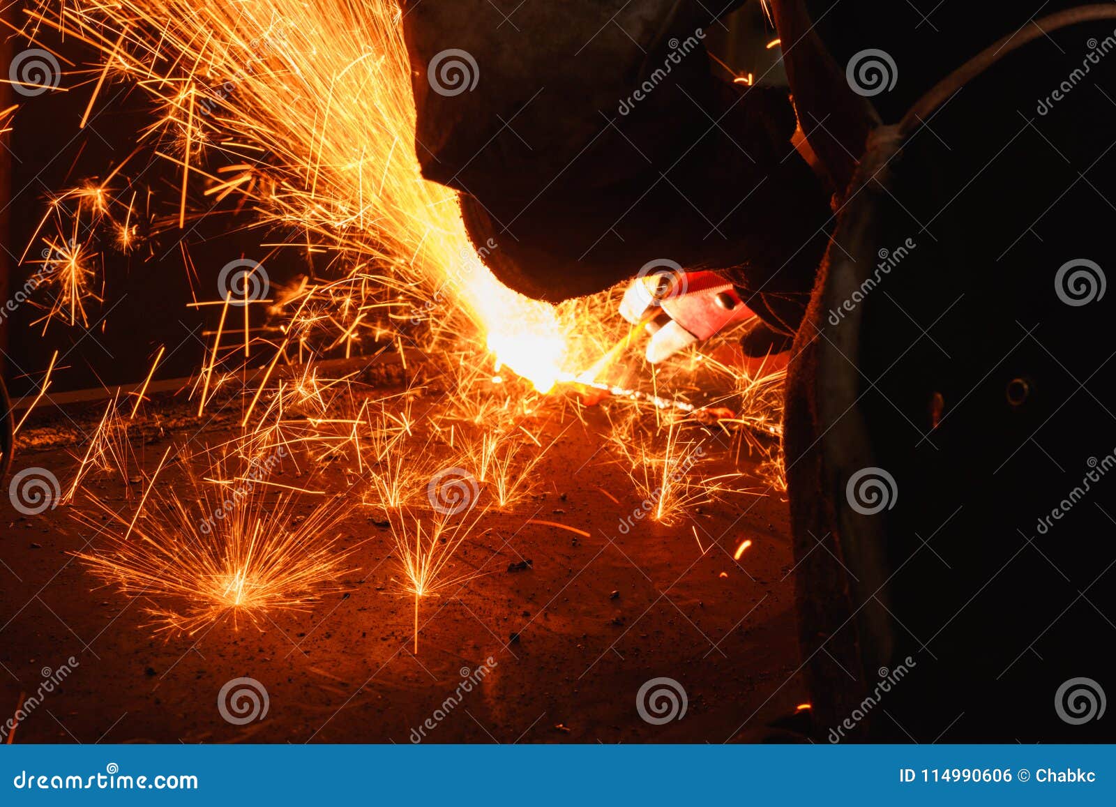 Sparks and Smoke from Welder Arc Gouging Carbon Stock Photo - Image of ...