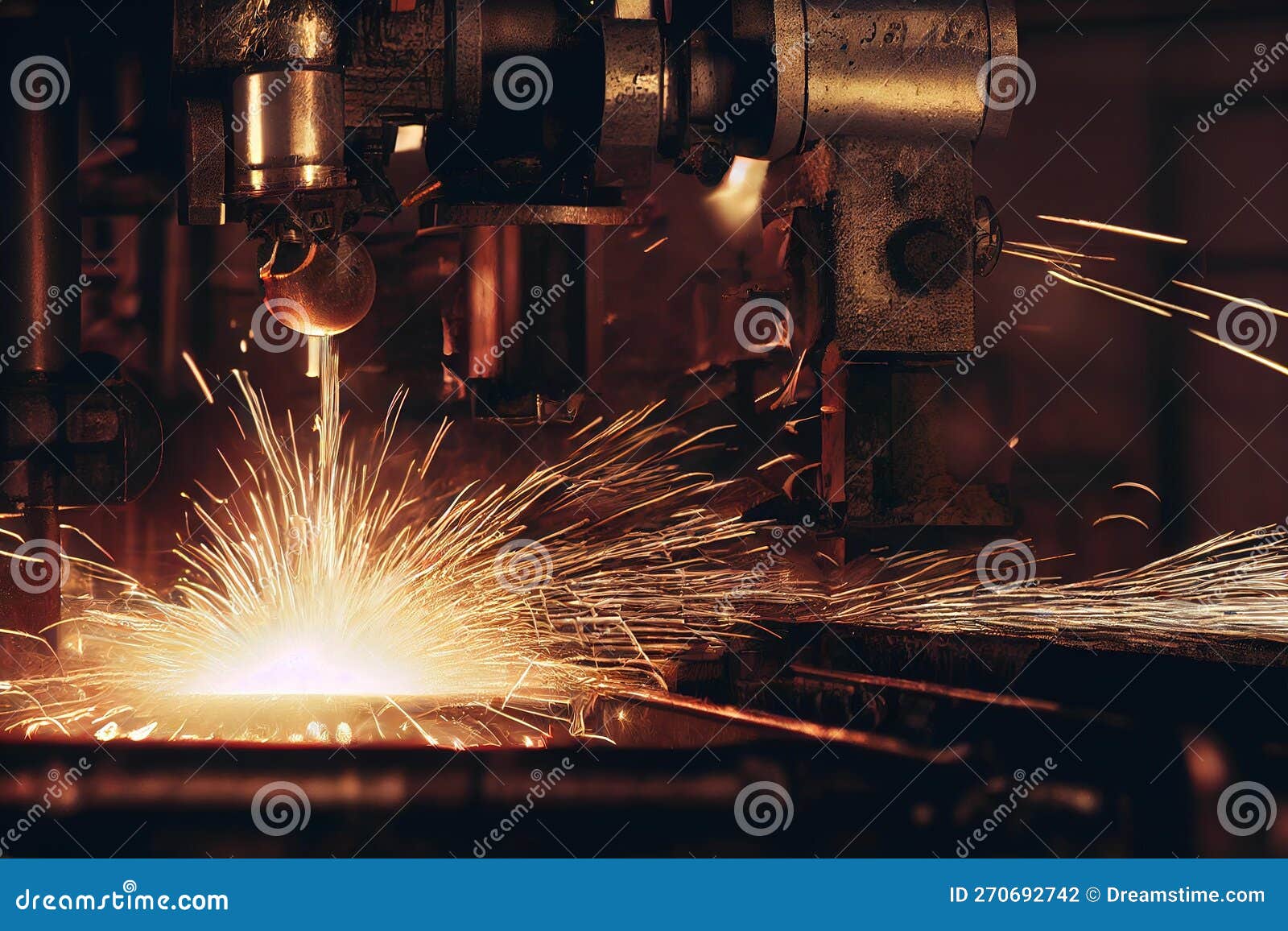 Sparks and Splash Welding Rolling Mill Welding Process. Stock ...