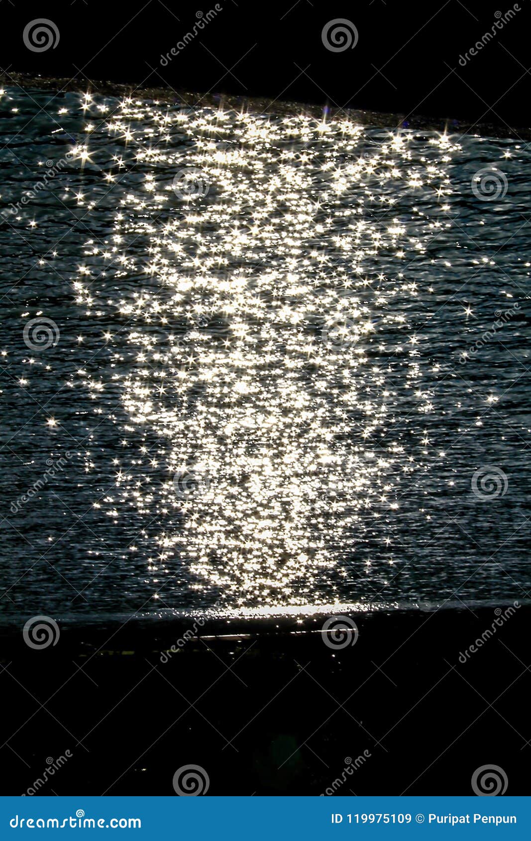 Sparks on the Surface Where Sunlight Hits. Stock Image - Image of river ...