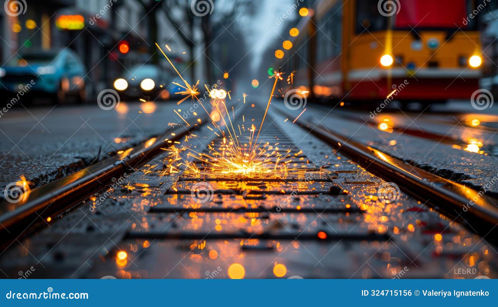 Sparks from Tram Rails New Types of Energy Stock Photo - Image of ...