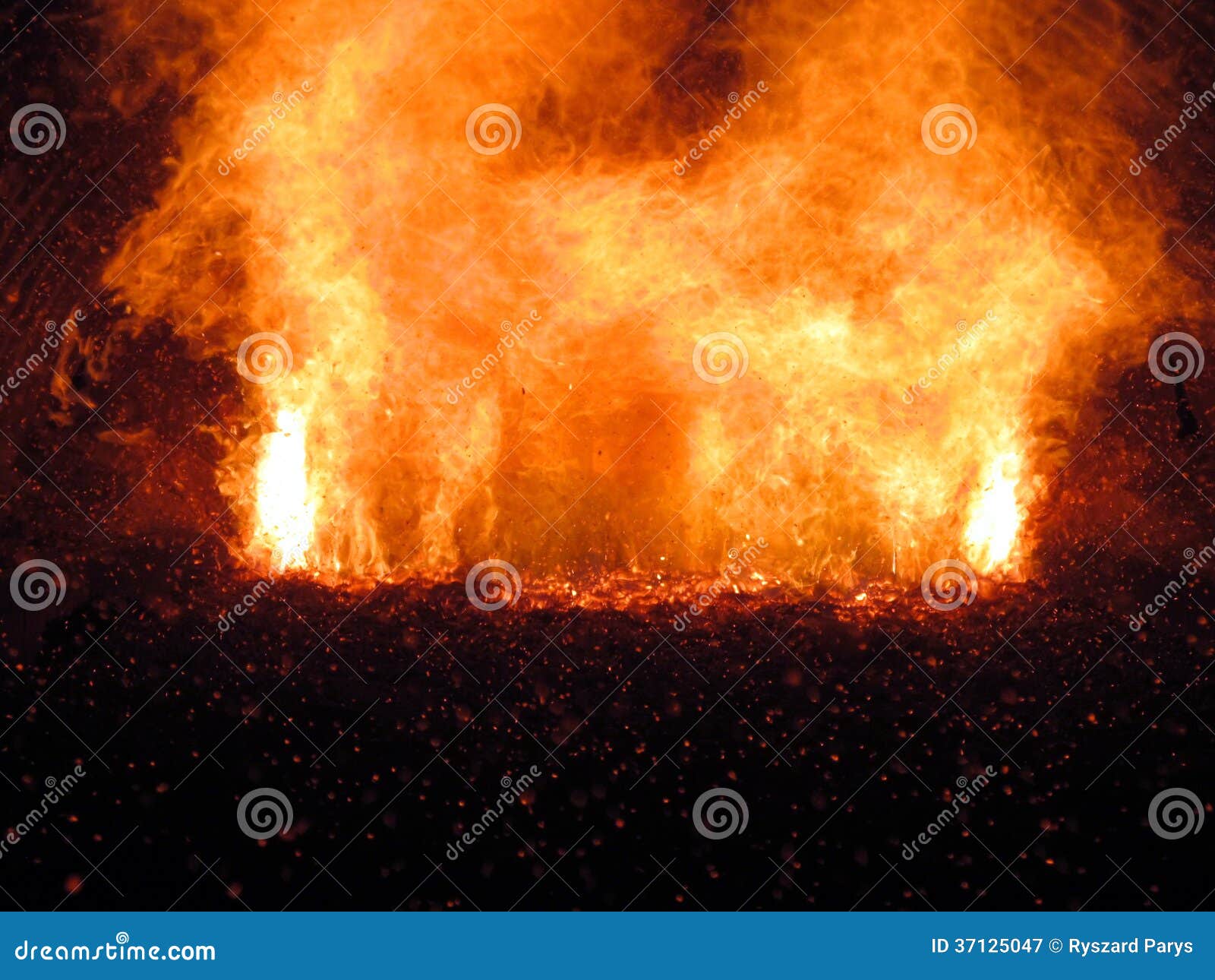 Sparks Visible during the Combustion of Fine Coal Stock Image - Image ...