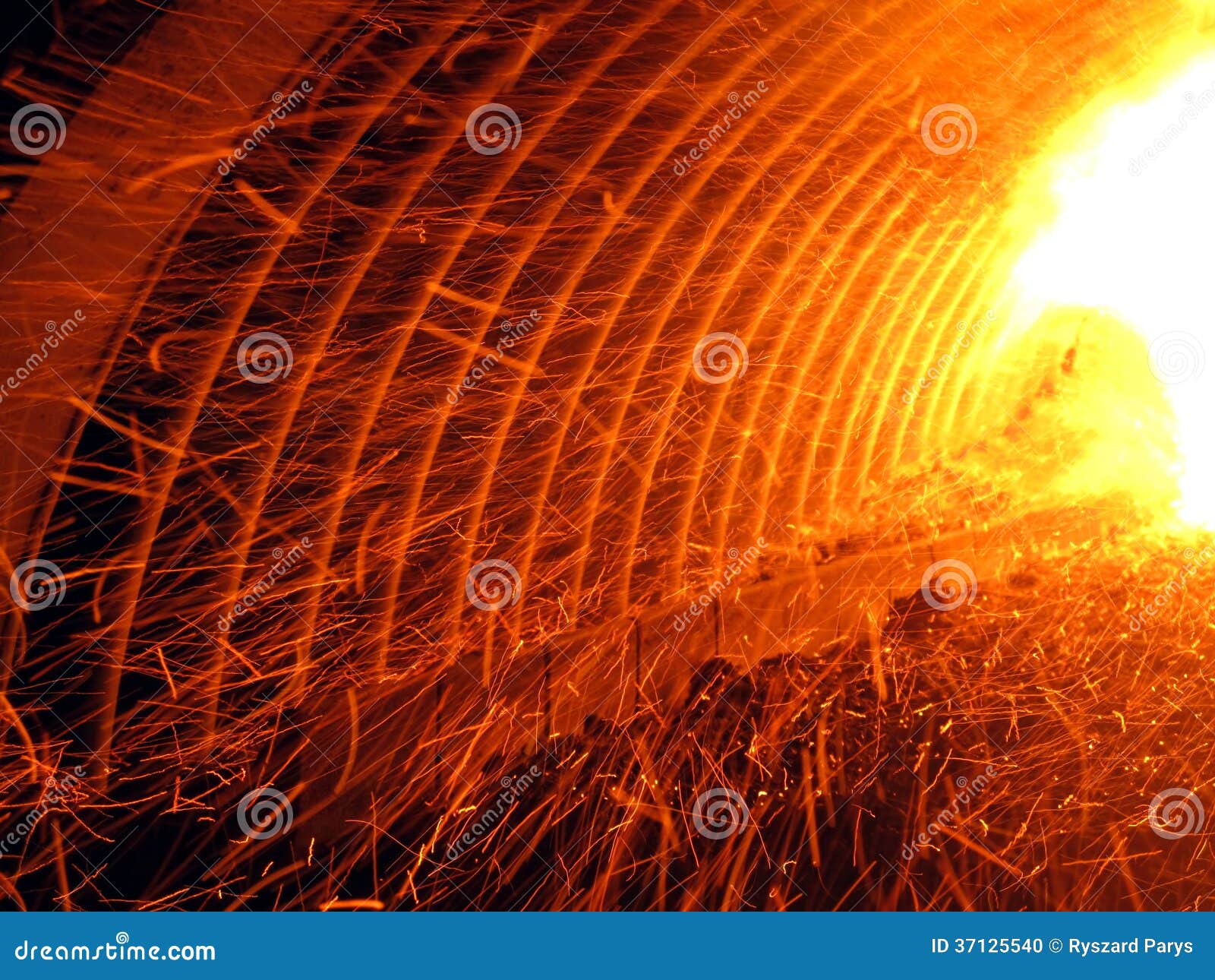 Sparks Visible during the Combustion of Fine Coal Stock Photo - Image ...