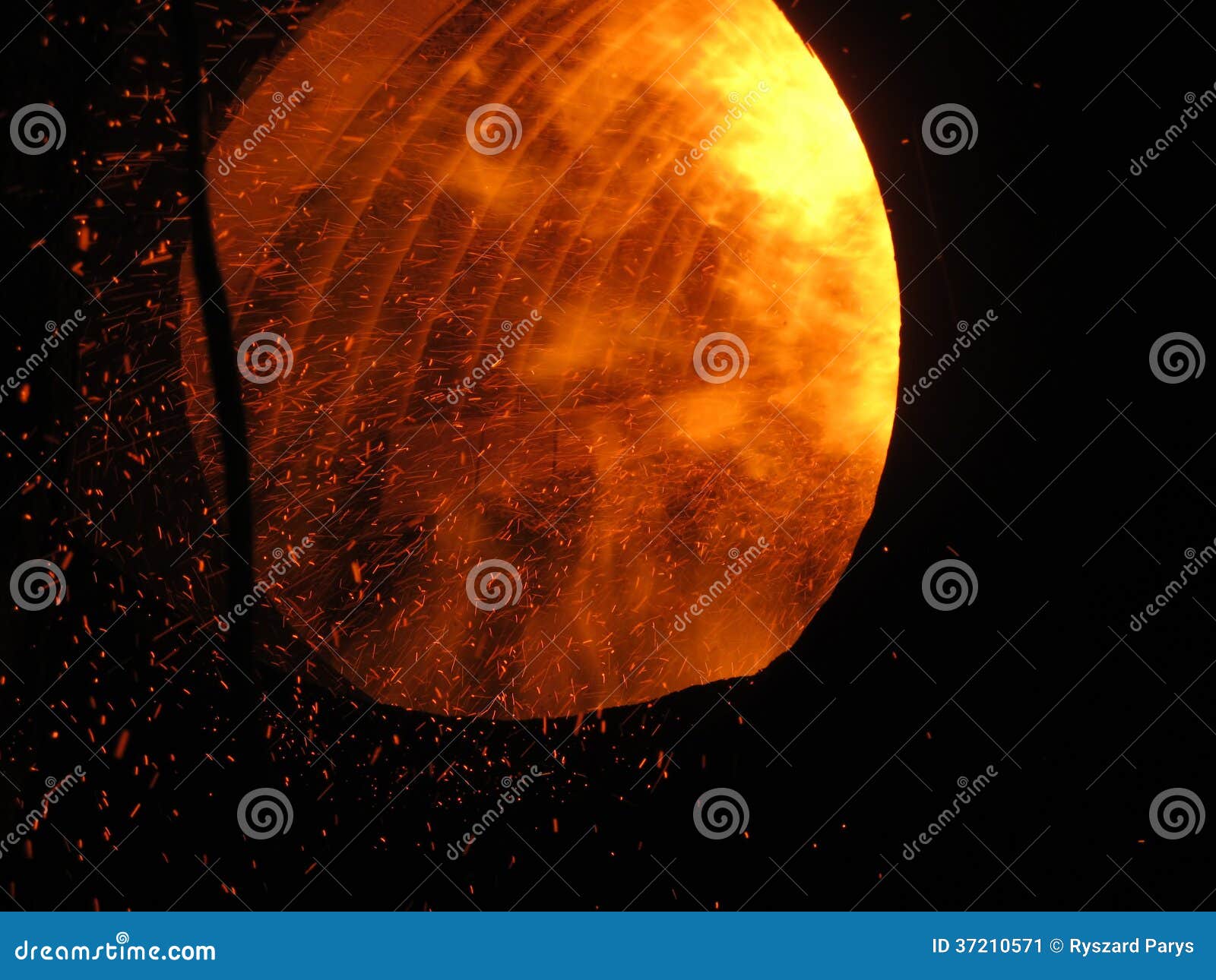 Sparks Visible during the Combustion of Fine Coal Stock Image - Image ...