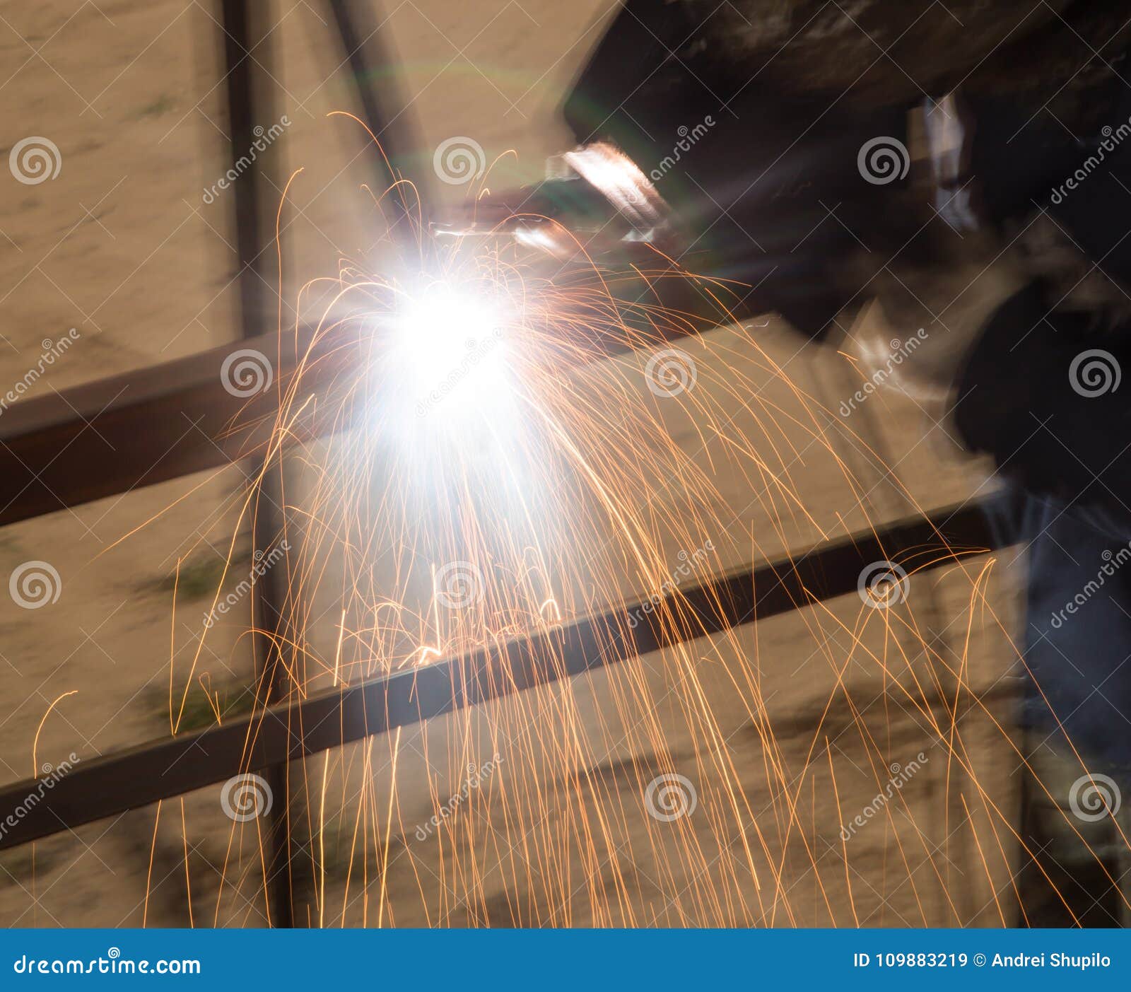 Sparks from Welding at the Construction Site Stock Image - Image of ...