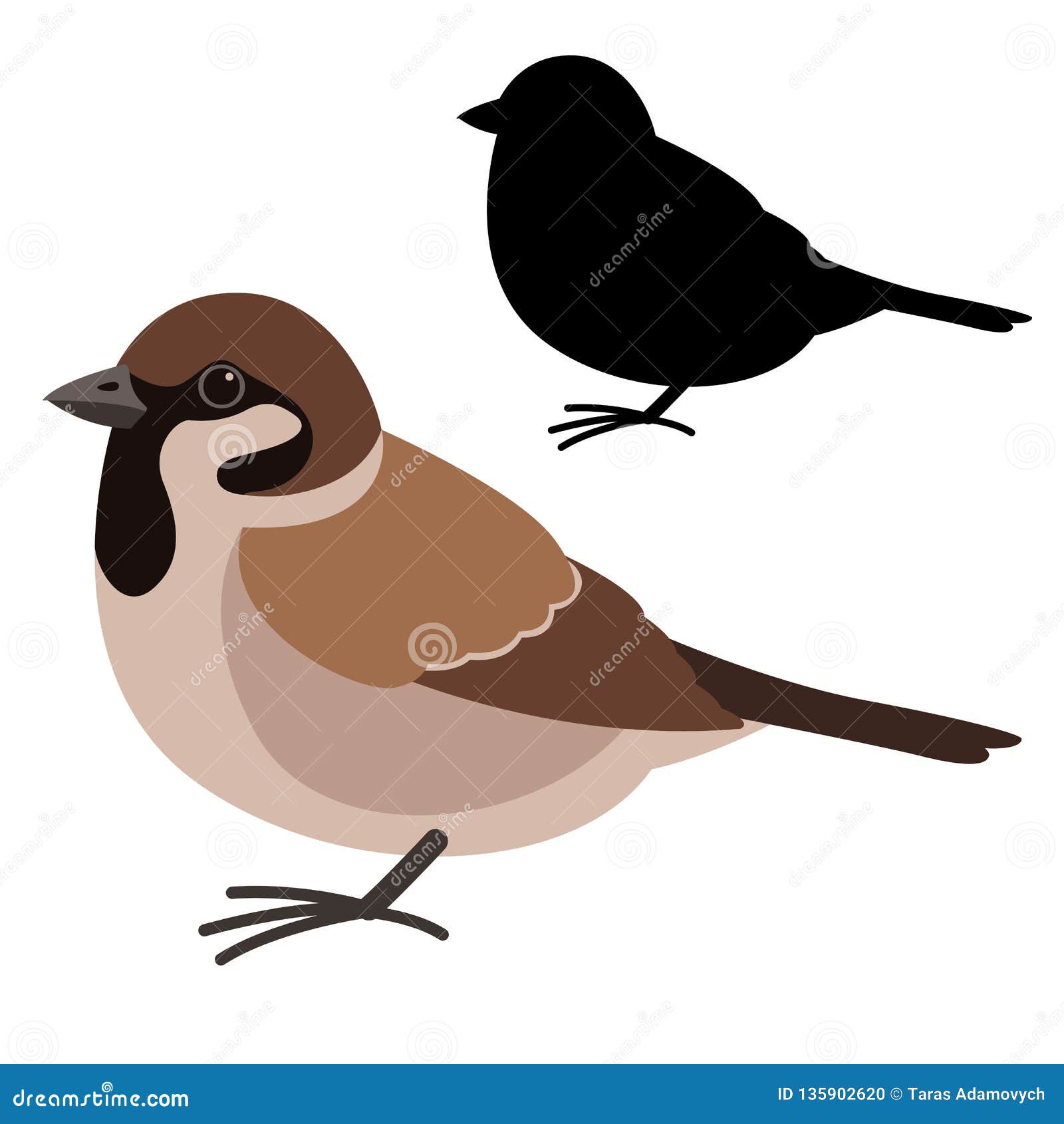 Sparrow Bird , Vector Illustration , Flat Style , Silhouette Stock ...