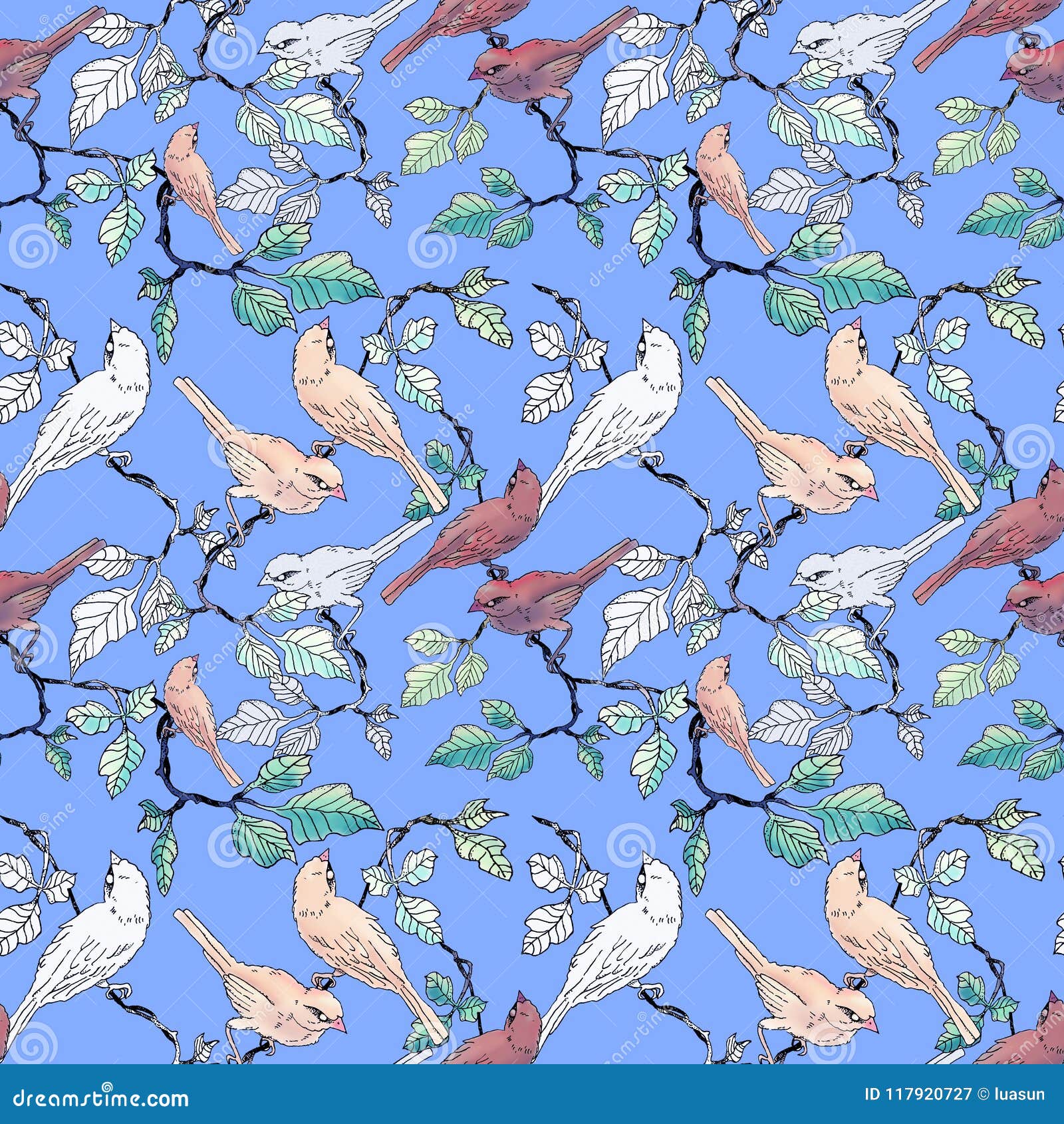 Sparrow Bird on Vine Branch Stock Illustration - Illustration of bird ...