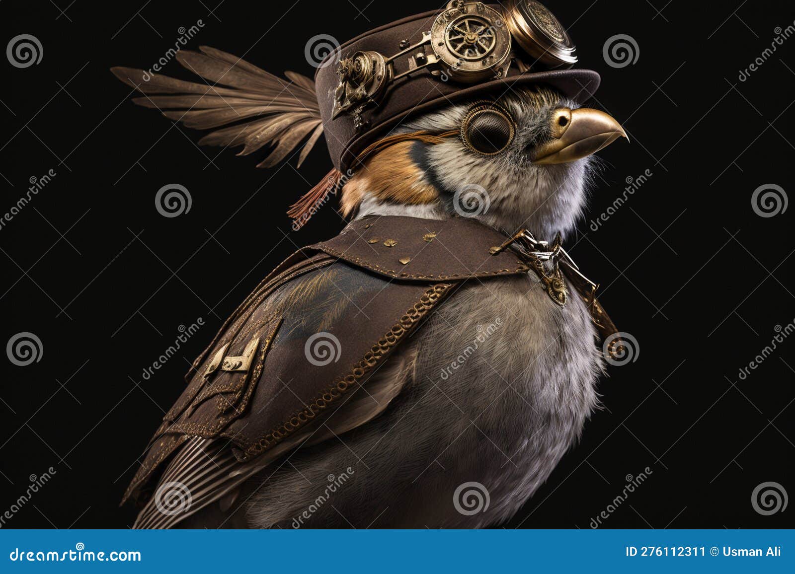 A Sparrow is Dressed in a Steampunk Outfit. AI Stock Illustration ...