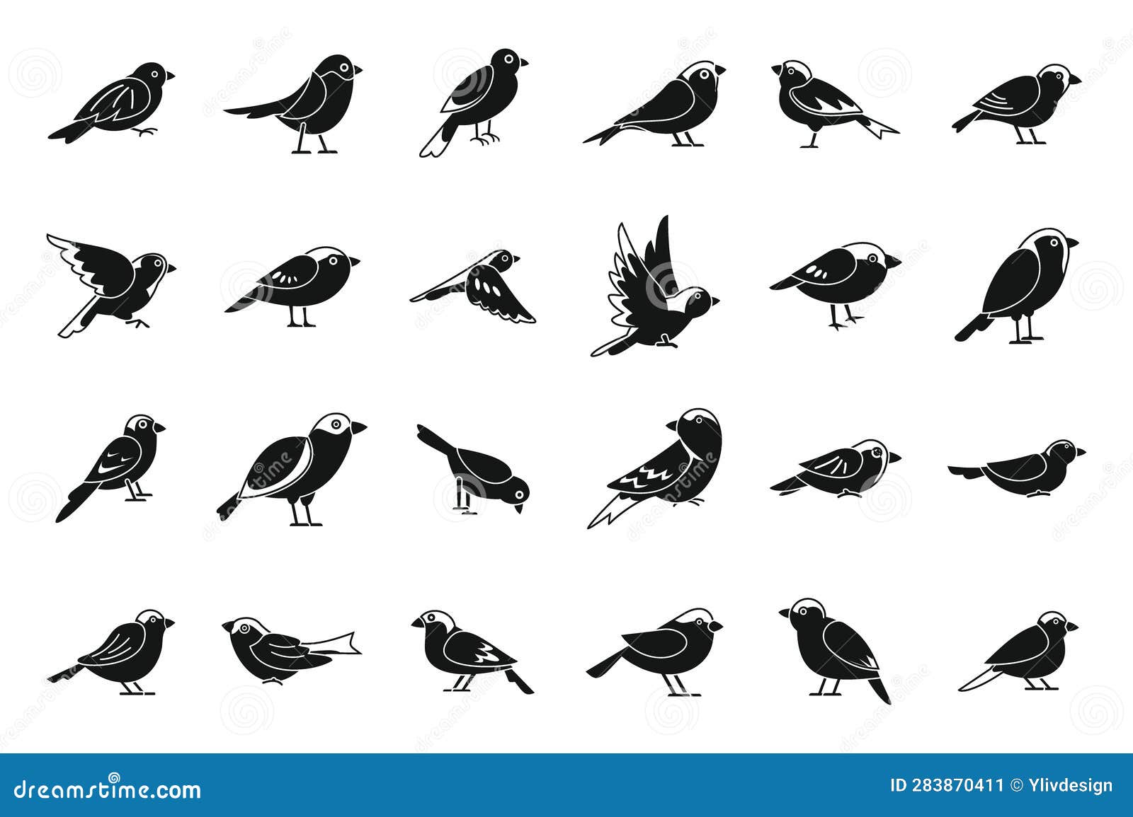 Sparrow Icons Set Simple Vector. Fly Bird Stock Vector - Illustration ...