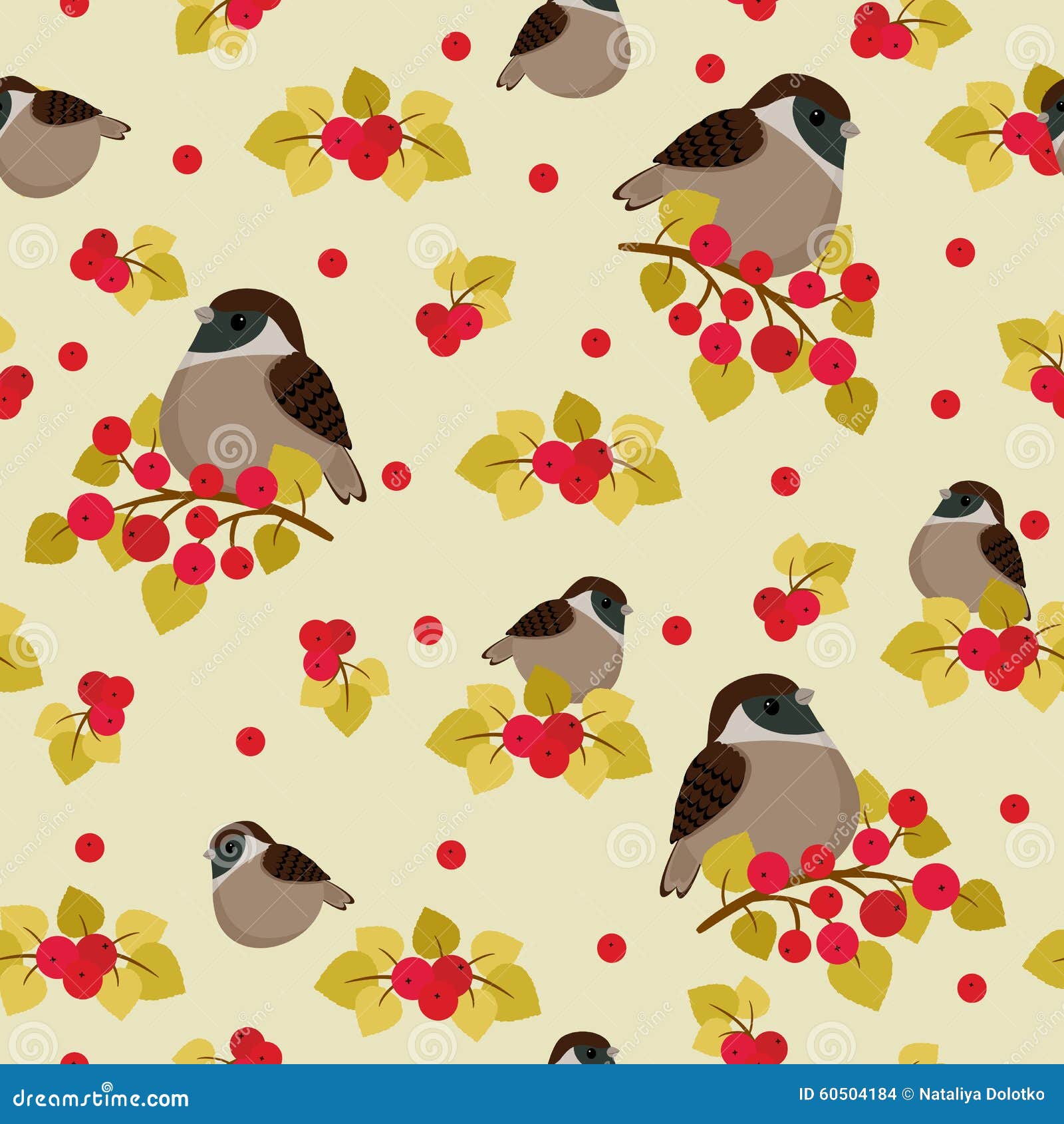 Sparrow seamless pattern stock vector. Illustration of season - 60504184