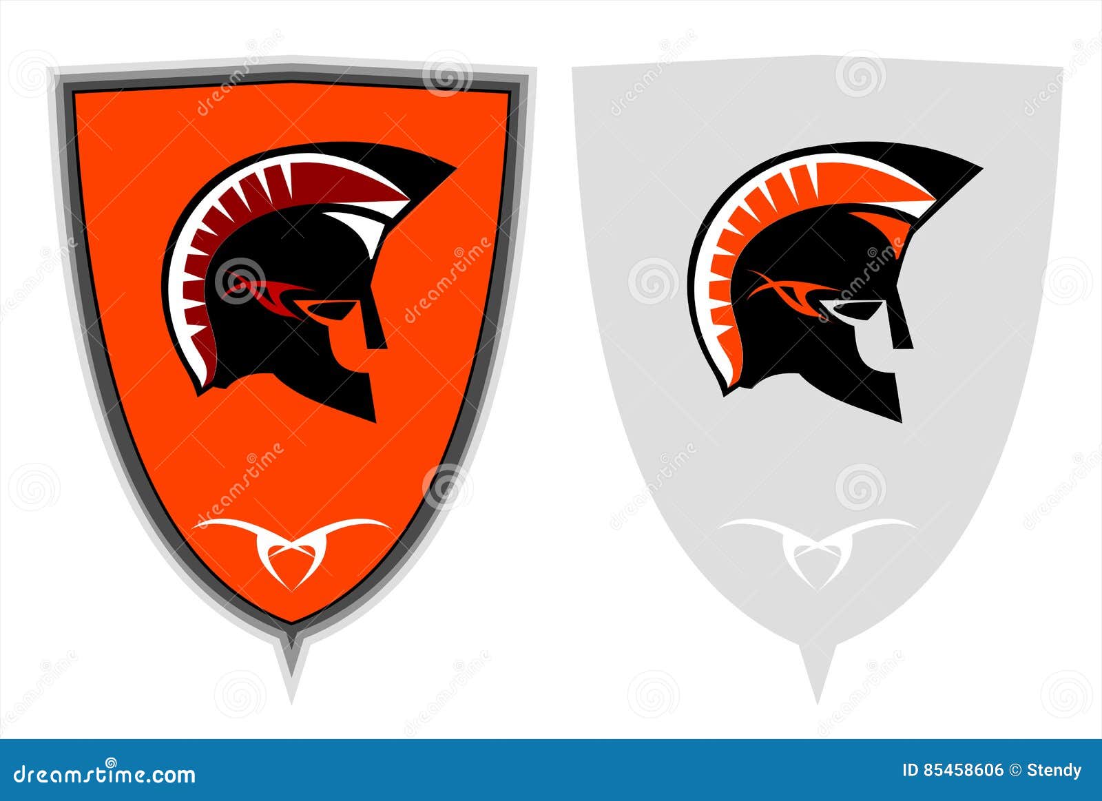 Sparta, Trojan, Side View of Warrior Head Over the Shield Stock Vector ...