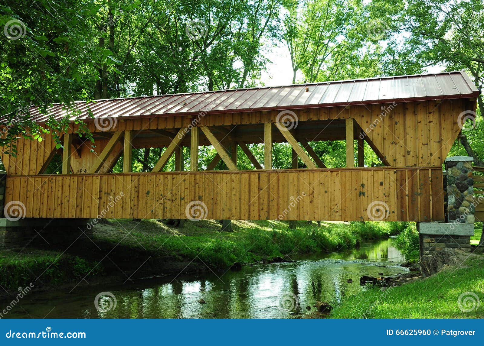 Sparta, Wisconsin Covered Bridge - Side View Stock Photo - Image of ...