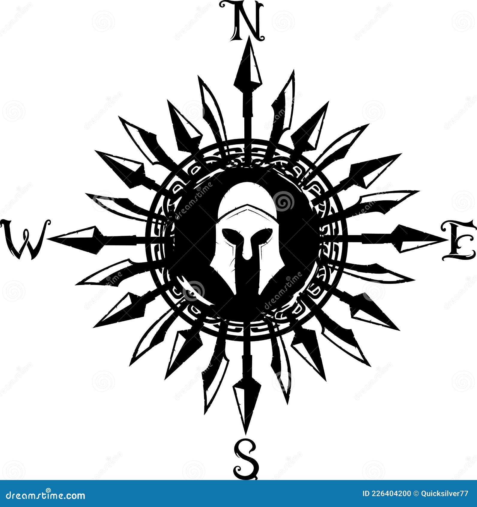 Spartan Compass Design Tattoo, Abstract Illustration Stock Vector ...