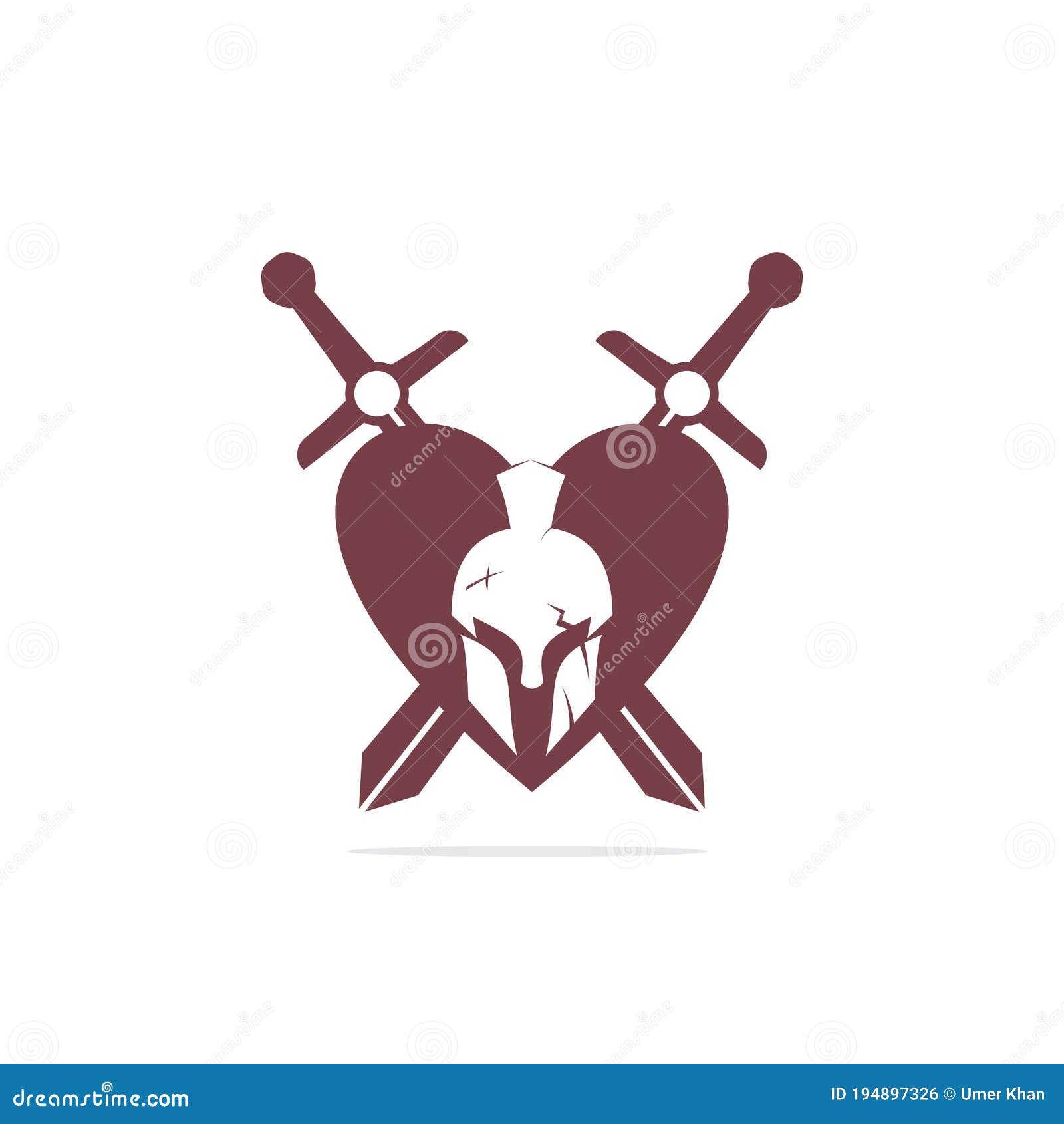 Spartan Helmet with Crossed Swords and Heart Shape Concept Logo. Stock ... Spartan Helmet with Crossed Swords and Heart Shape Concept Logo. Stock ...
