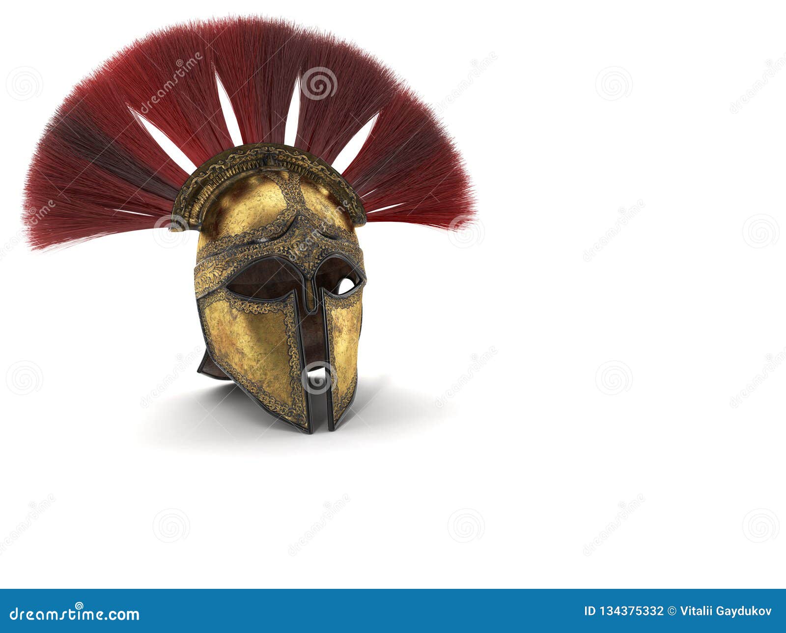 Spartan Helmet with Red Plumage . 3d Illustration Stock Illustration ...