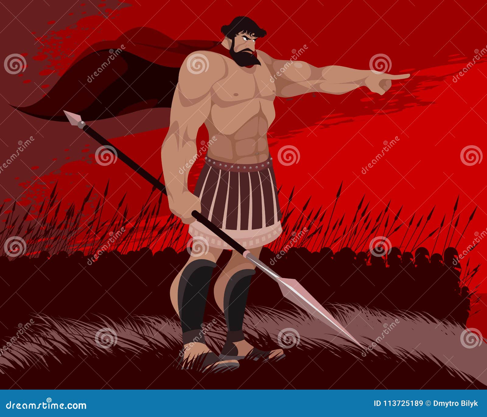 Spartan Muscle Posing Vector Illustration | CartoonDealer.com #53205298