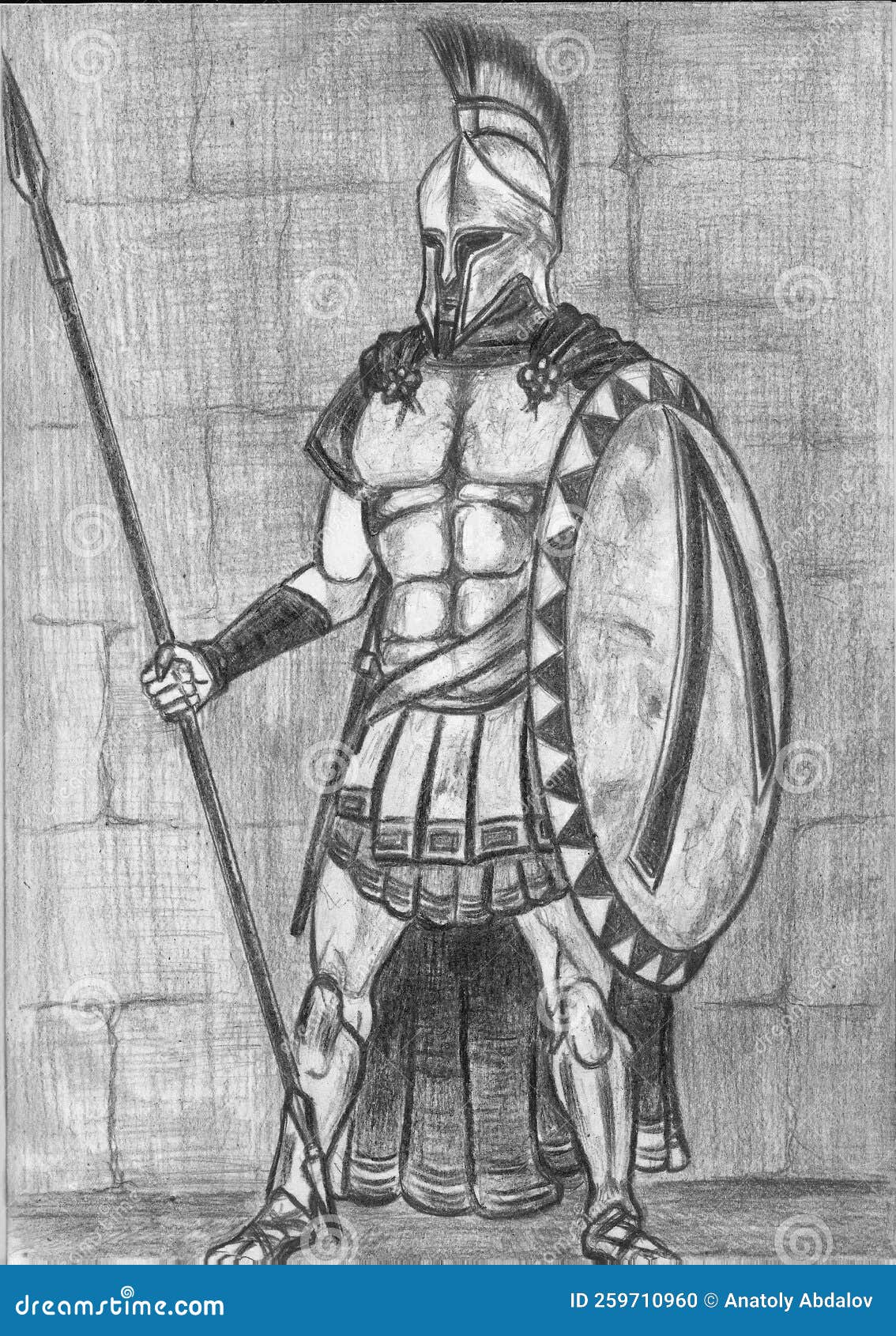 Spartan illustration stock photo. Image of drawing, artwork - 259710960