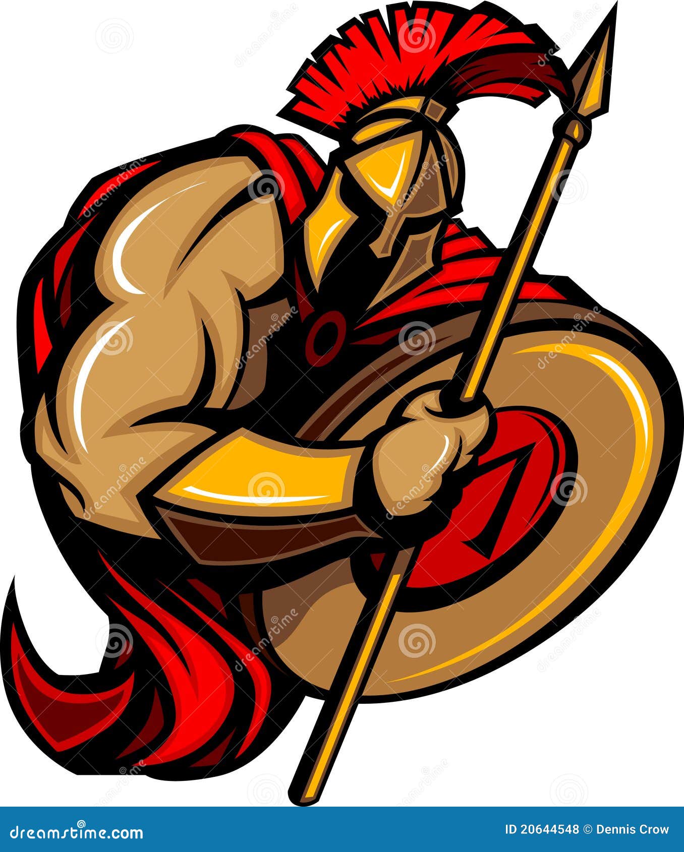 Spartan Trojan Mascot Vector Cartoon with Spear an Stock Vector ...