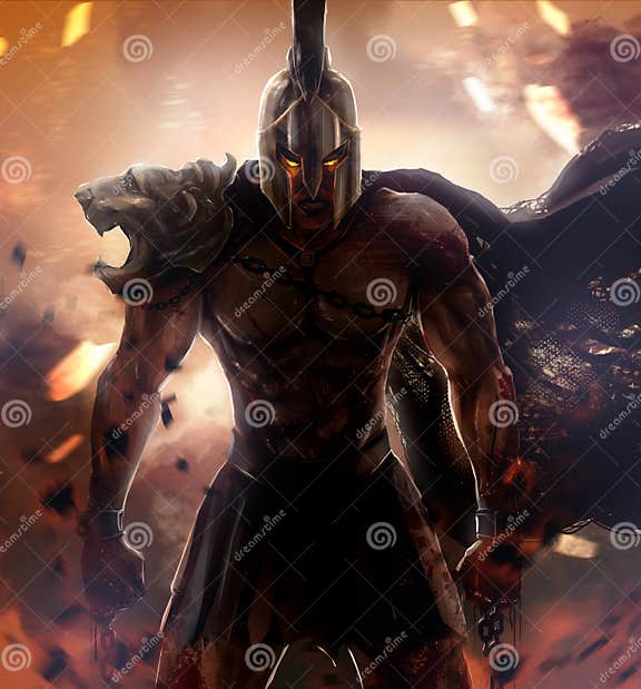 Fantasy Spartan Warrior Demigod. Stock Illustration - Illustration of ...