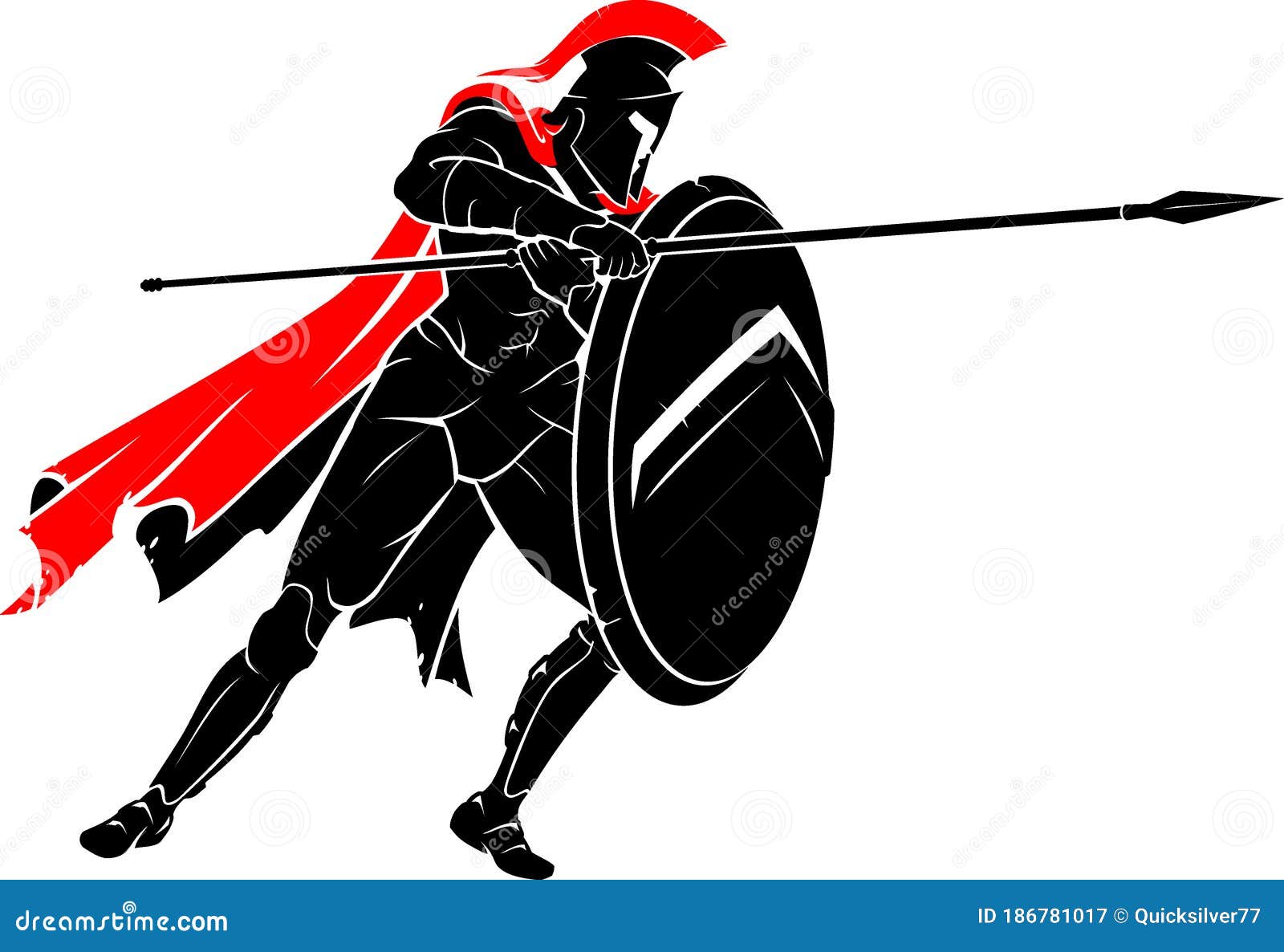 Spartan Warrior Defending, Side View Stock Vector - Illustration of ...