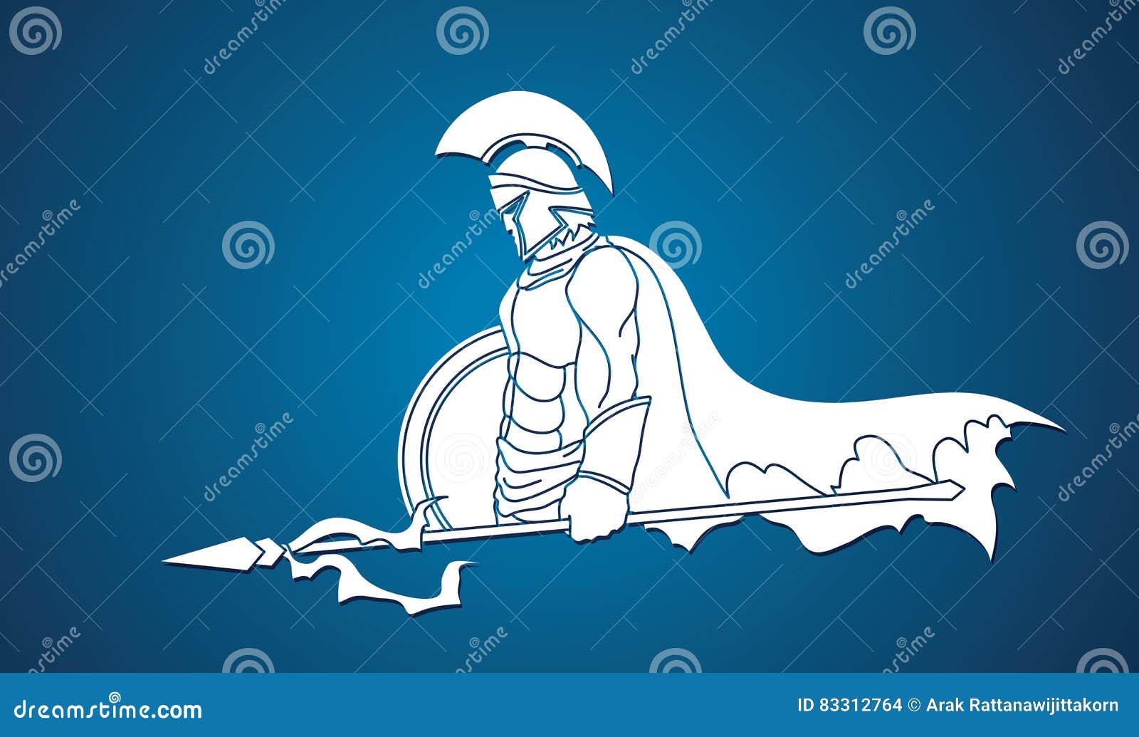 Spartan Warrior with Spear and Shield Stock Vector - Illustration of ...