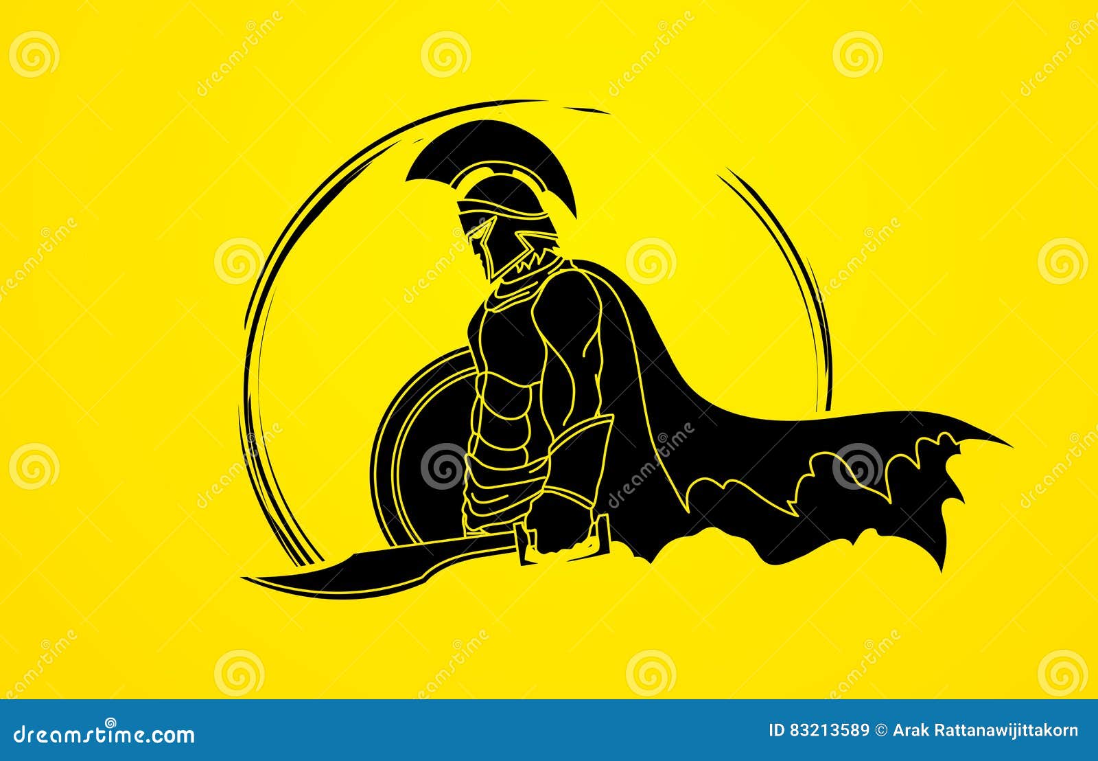 Spartan Warrior with Sword and Shield Stock Vector - Illustration of ...