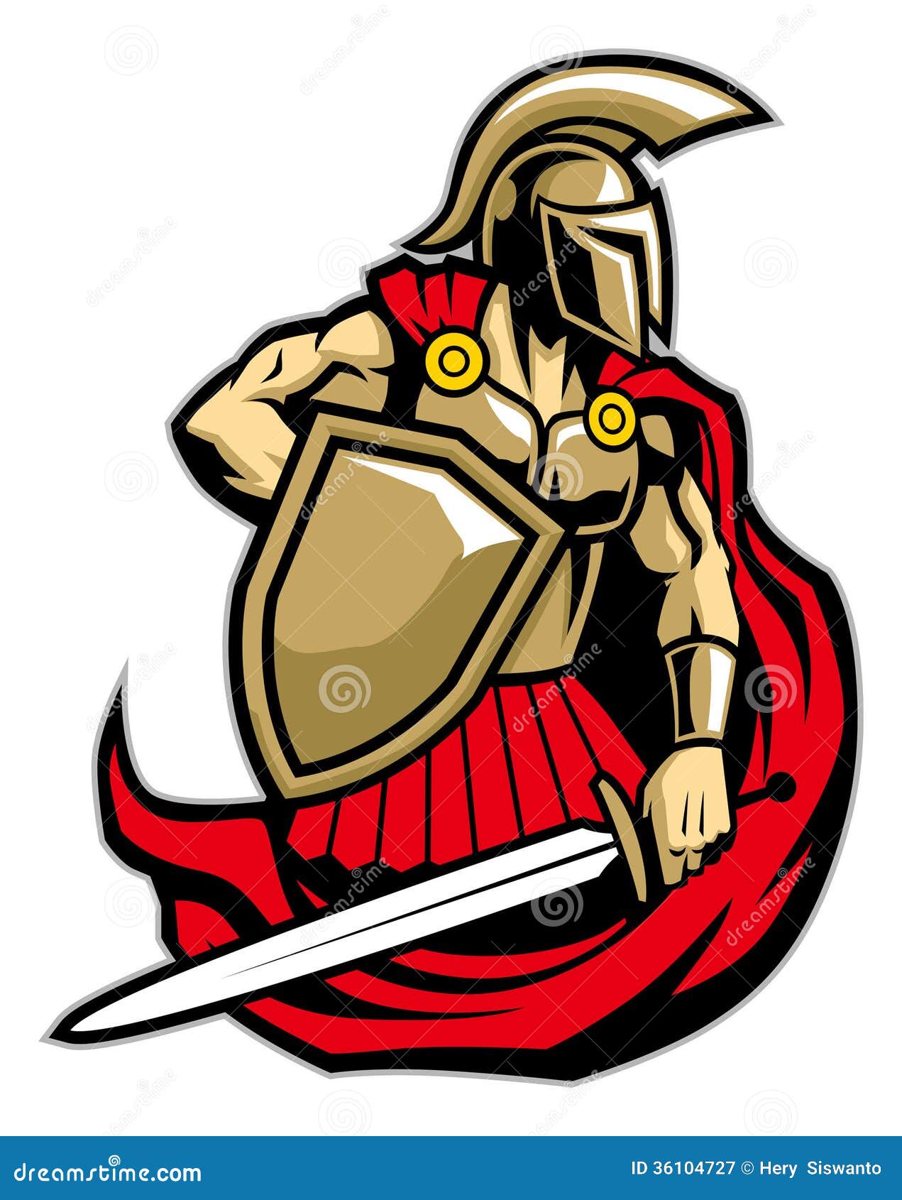 Spartan Warrior Mascot Cartoon Vector | CartoonDealer.com #129630315