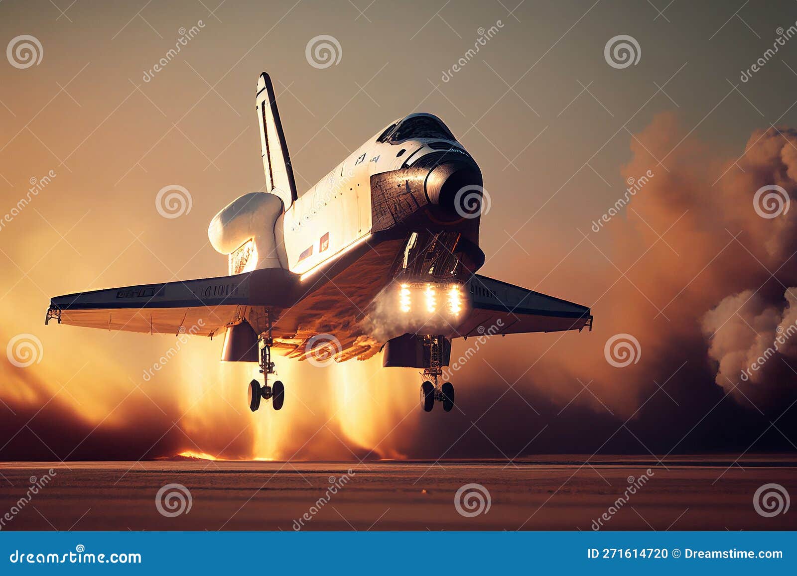 Spase Shuttle Landing on Planet. Created with Generative Ai Stock ...