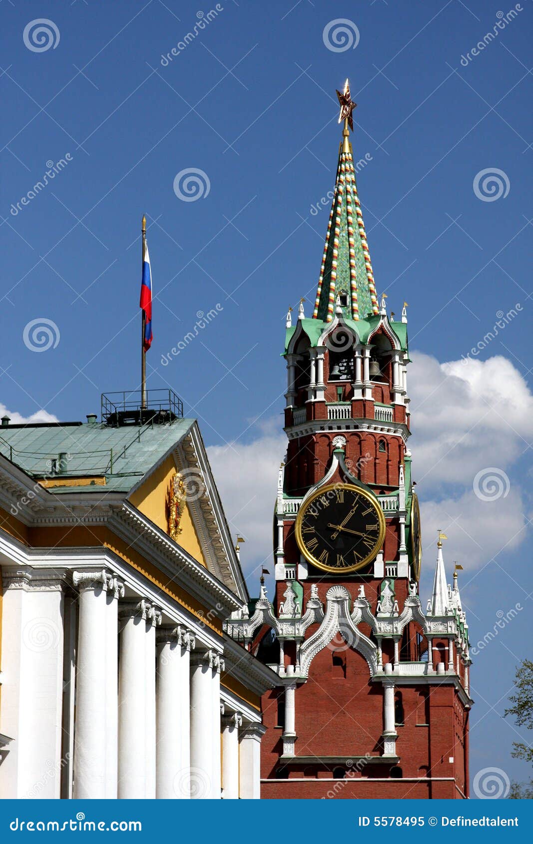 Spasskaya Clock Tower stock image. Image of dome, east - 5578495