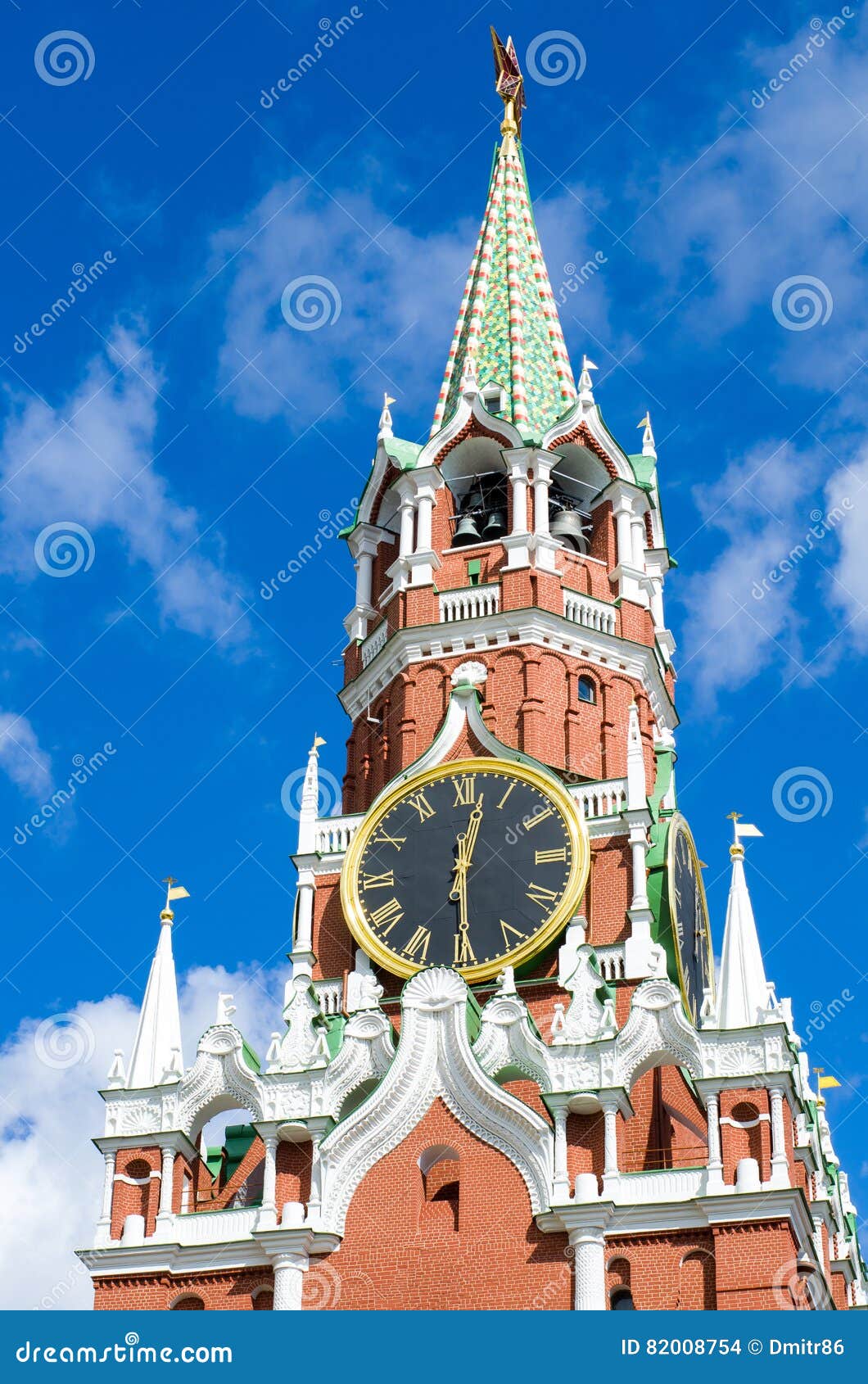 Spasskaya Tower and Kremlin Clock. Red Square, Moscow. Stock Photo ...