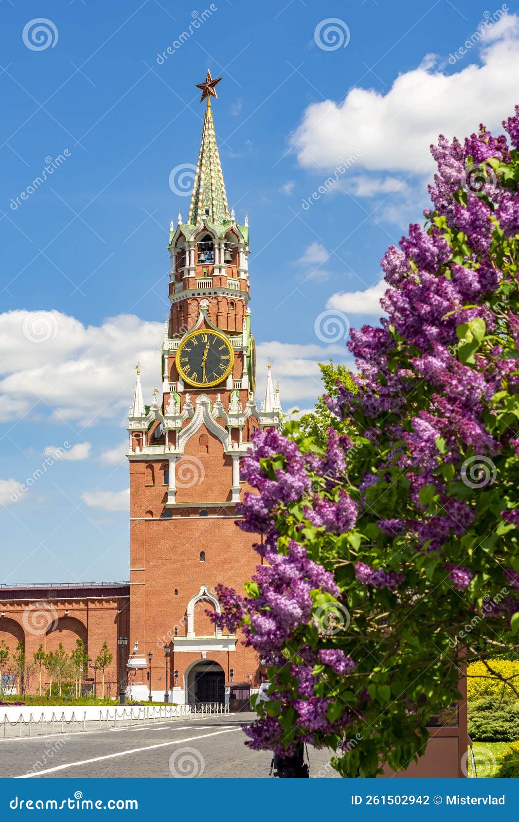 Spasskaya Tower of Moscow Kremlin in Spring, Russia Stock Photo - Image ...