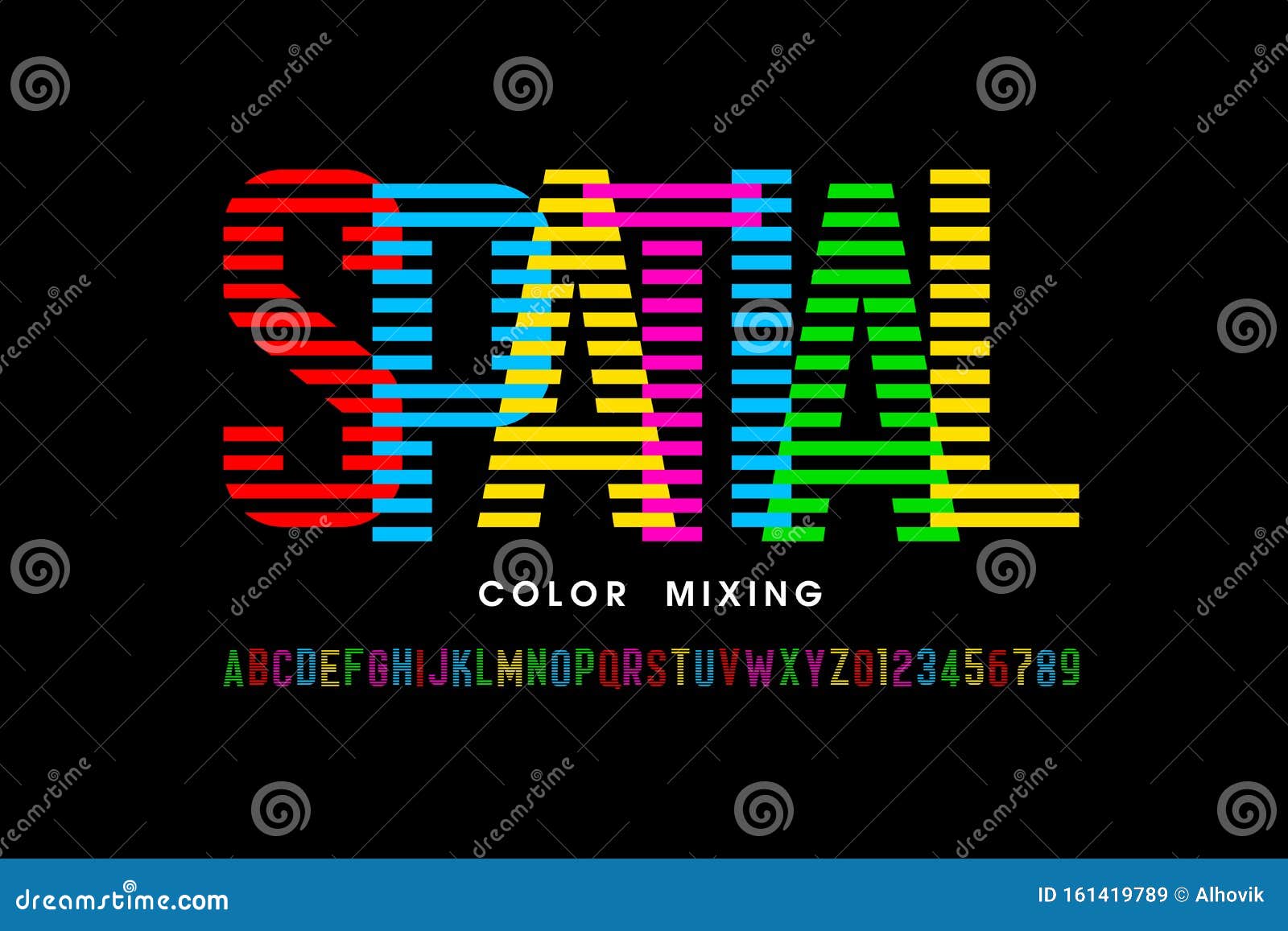 Spatial Color Mixing Style Font Design Stock Vector - Illustration of ...