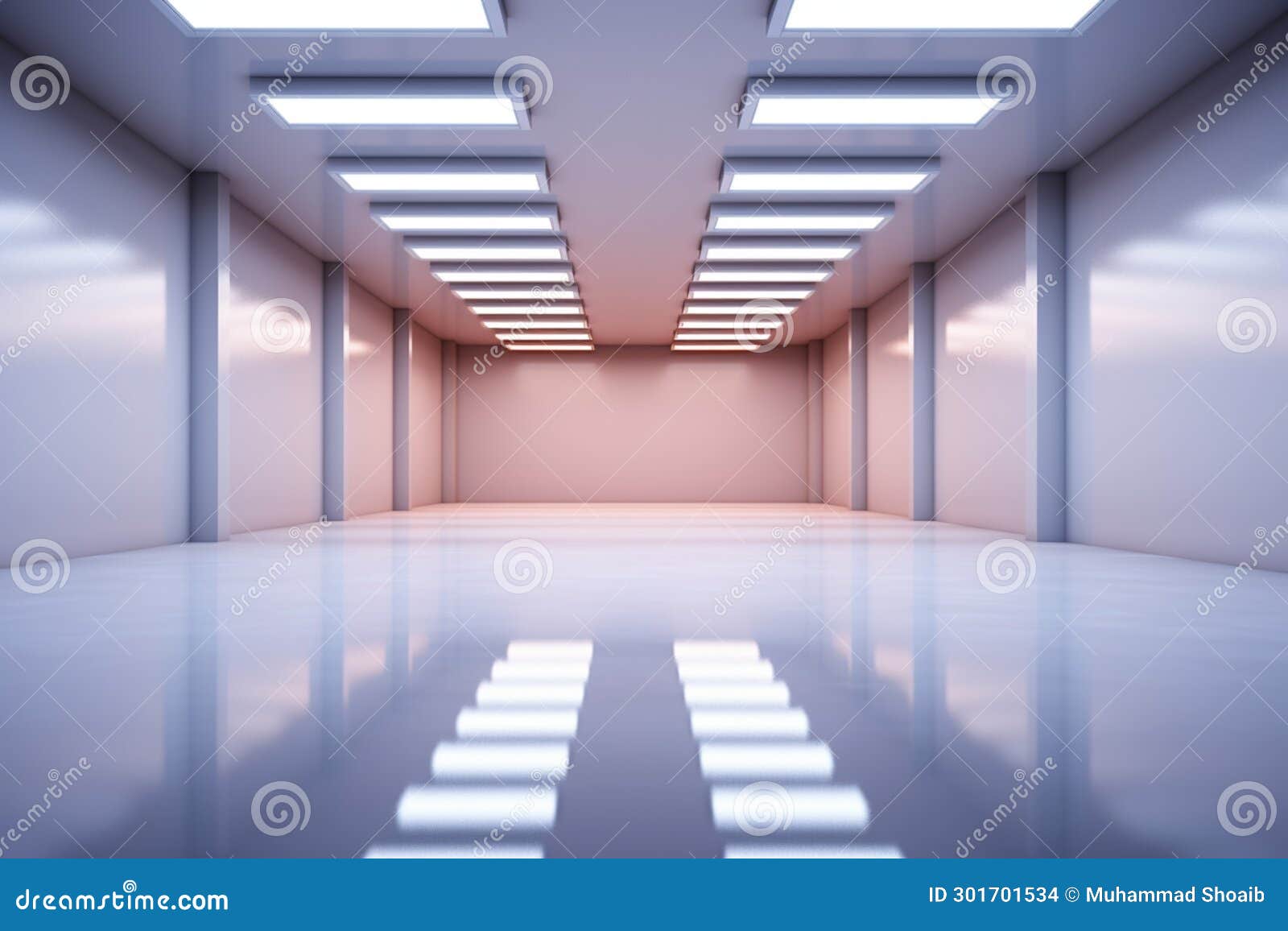 Spatial Magic Empty Room Bathed in Top Light, 3D Rendering Stock ...