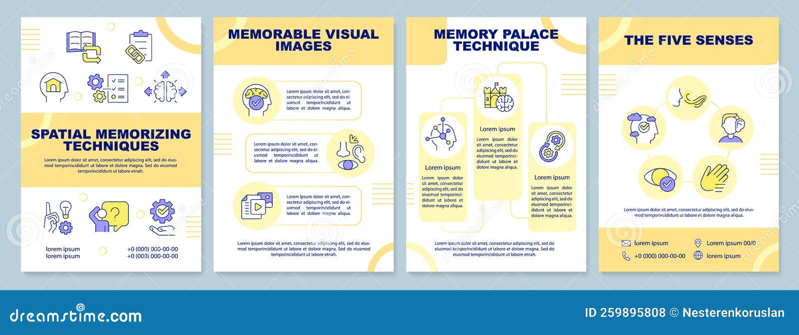 Spatial Memorizing Techniques Orange Brochure Template Stock Vector ...