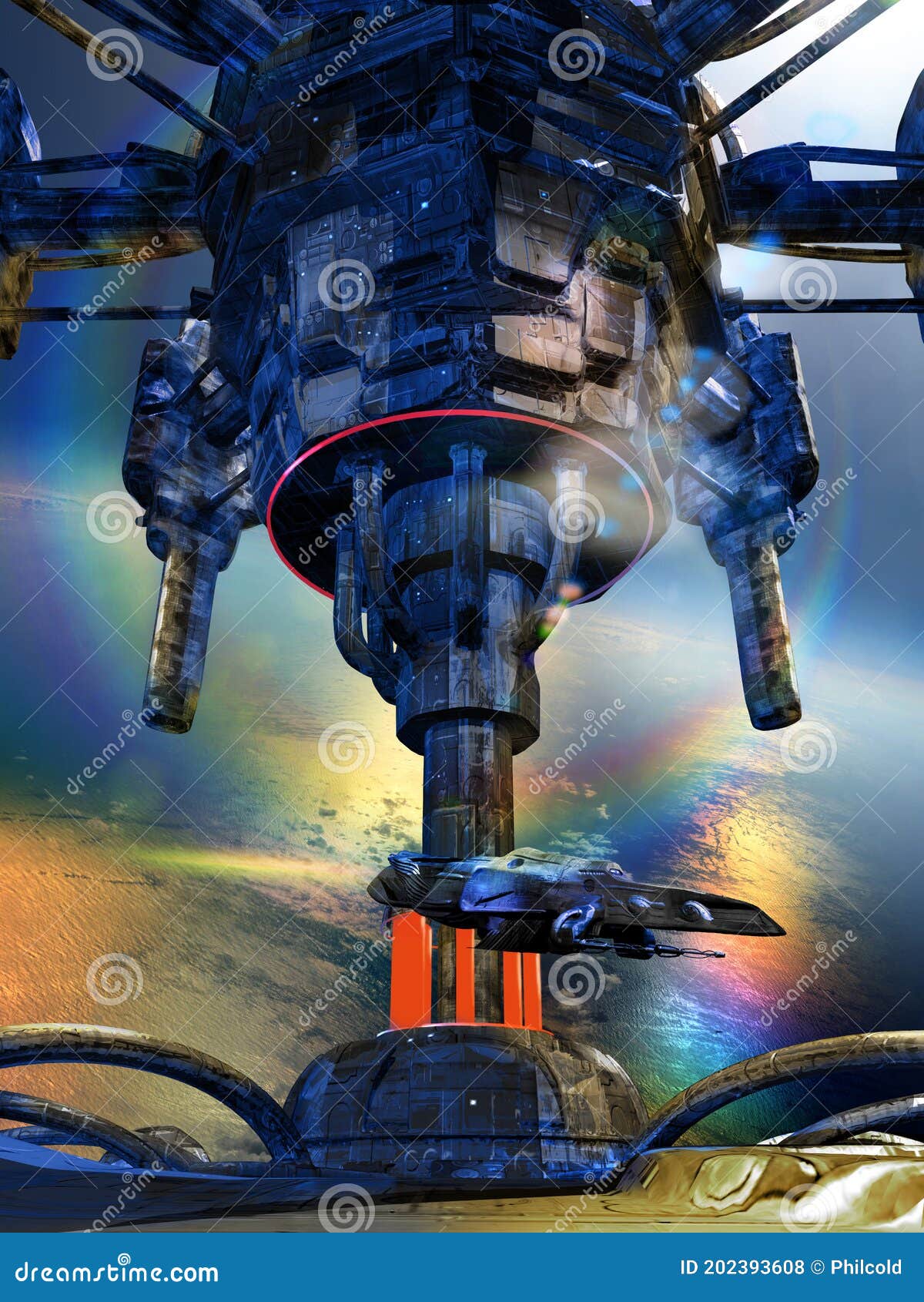 Spatial station stock illustration. Illustration of close - 202393608