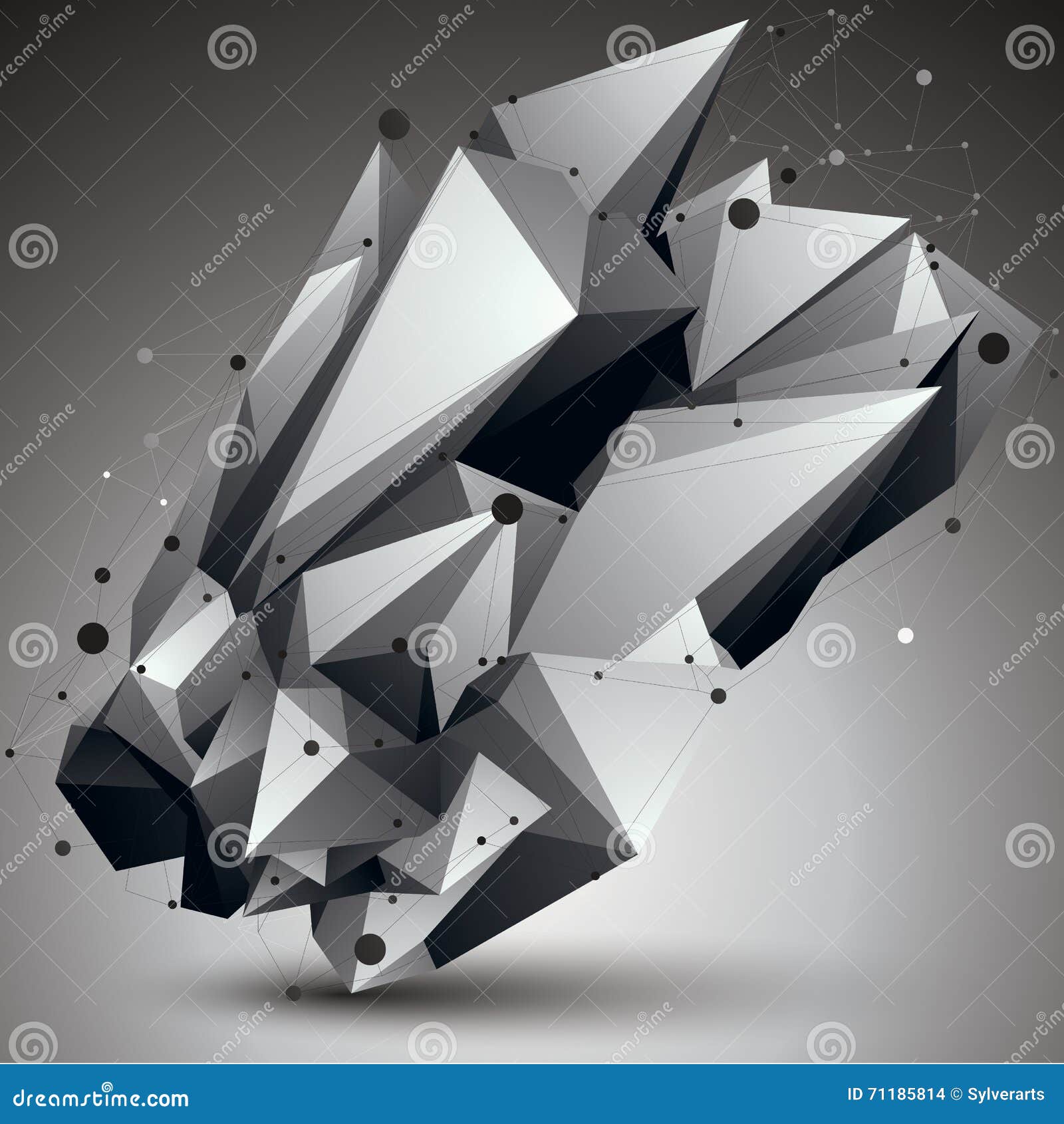 Spatial Technological Contrast Shape, Polygonal Single Color Wireframe ...